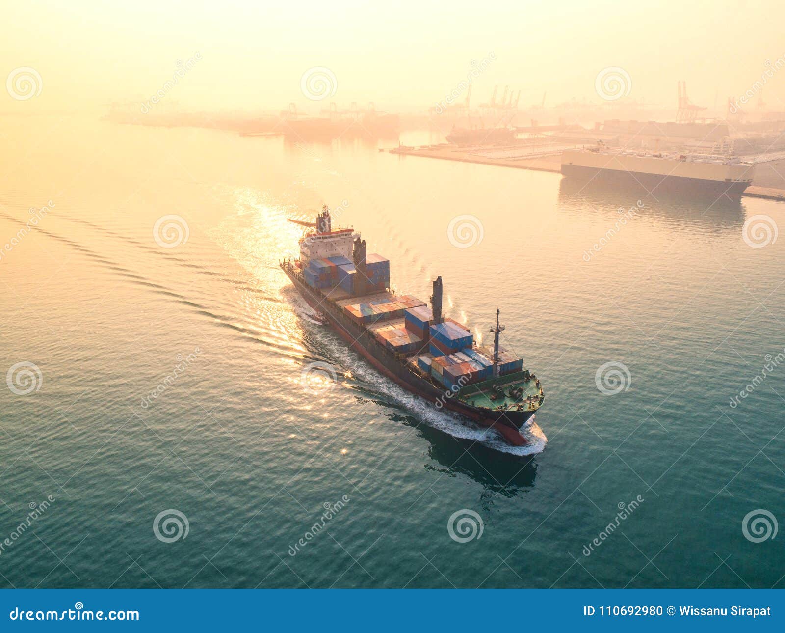 Container Ship in Export and Import Business and Logistics. Ship Stock ...