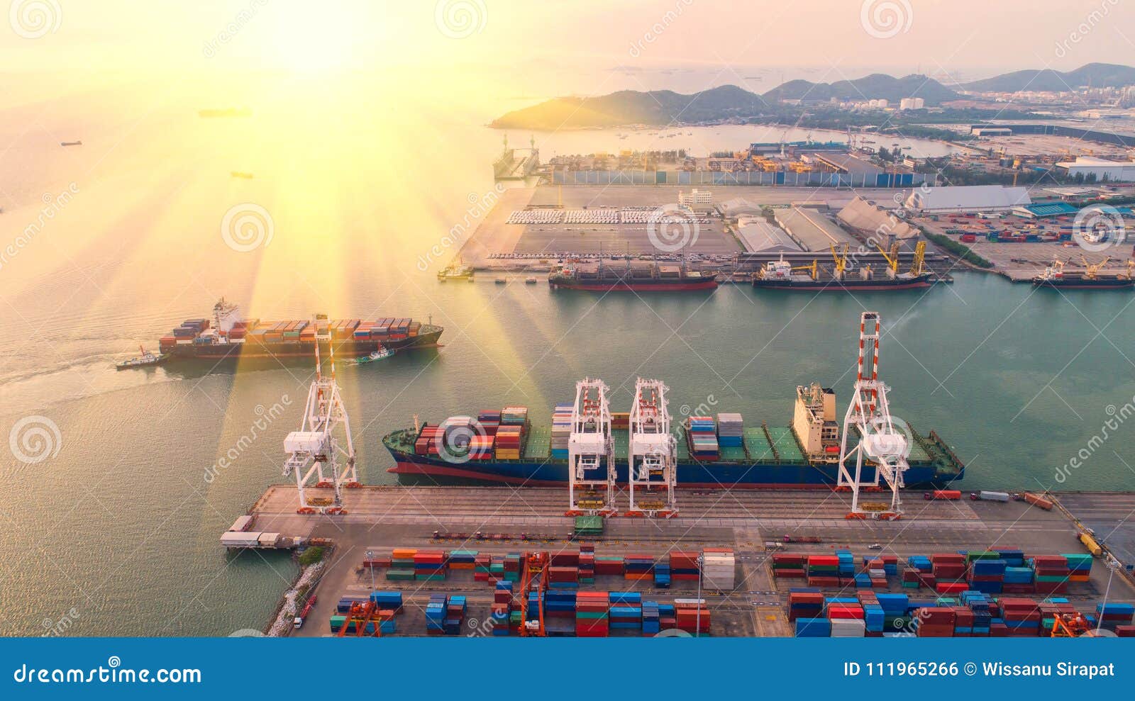 Container Ship in Export and Import Business and Logistics. Ship Stock ...