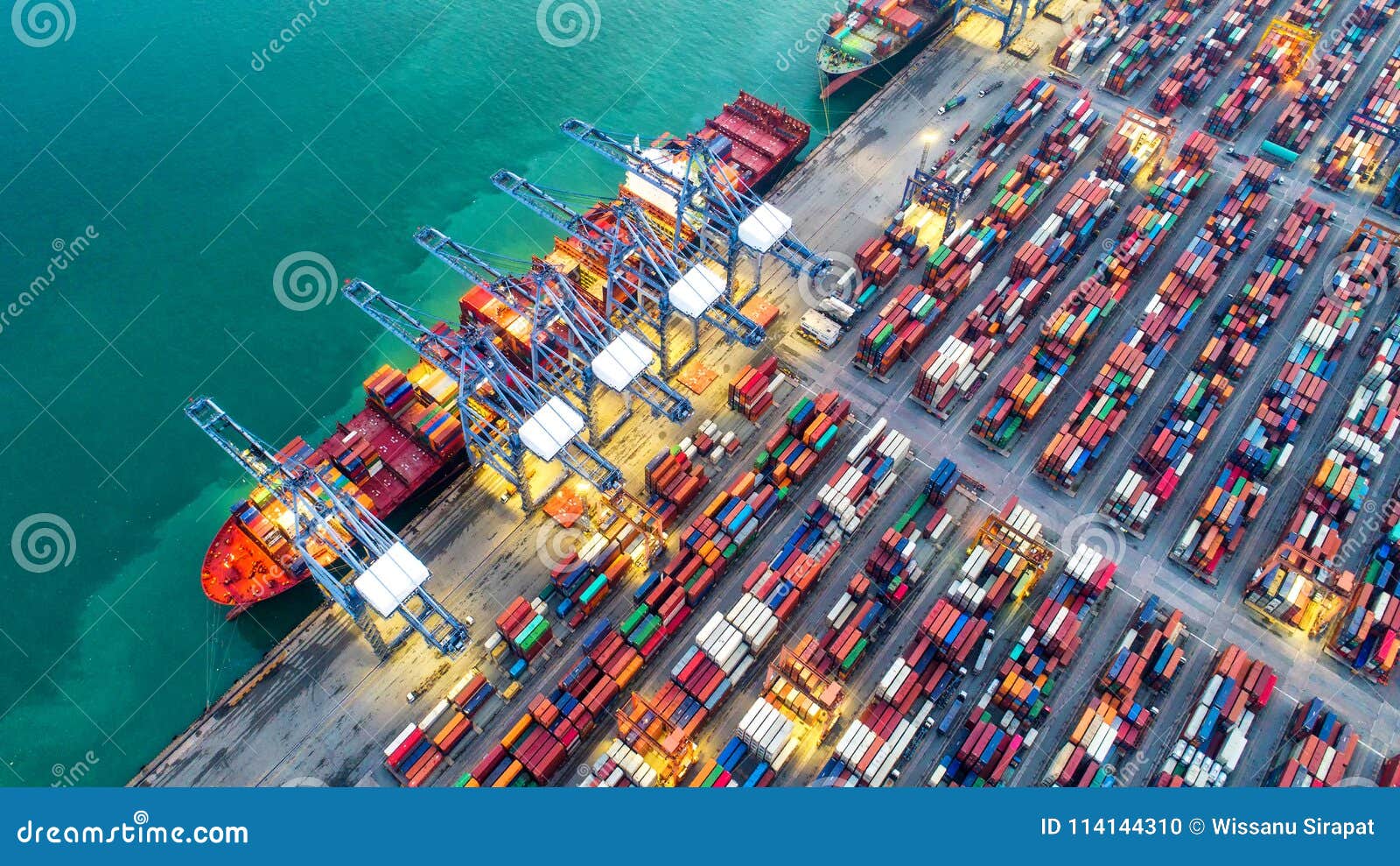 Container Ship in Export and Import Business and Logistics. Ship ...