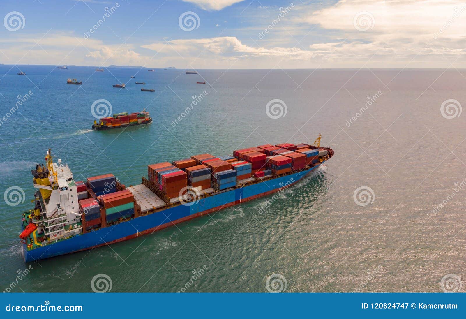 Container Ship in Export and Import Business and Logistics in Th Stock ...
