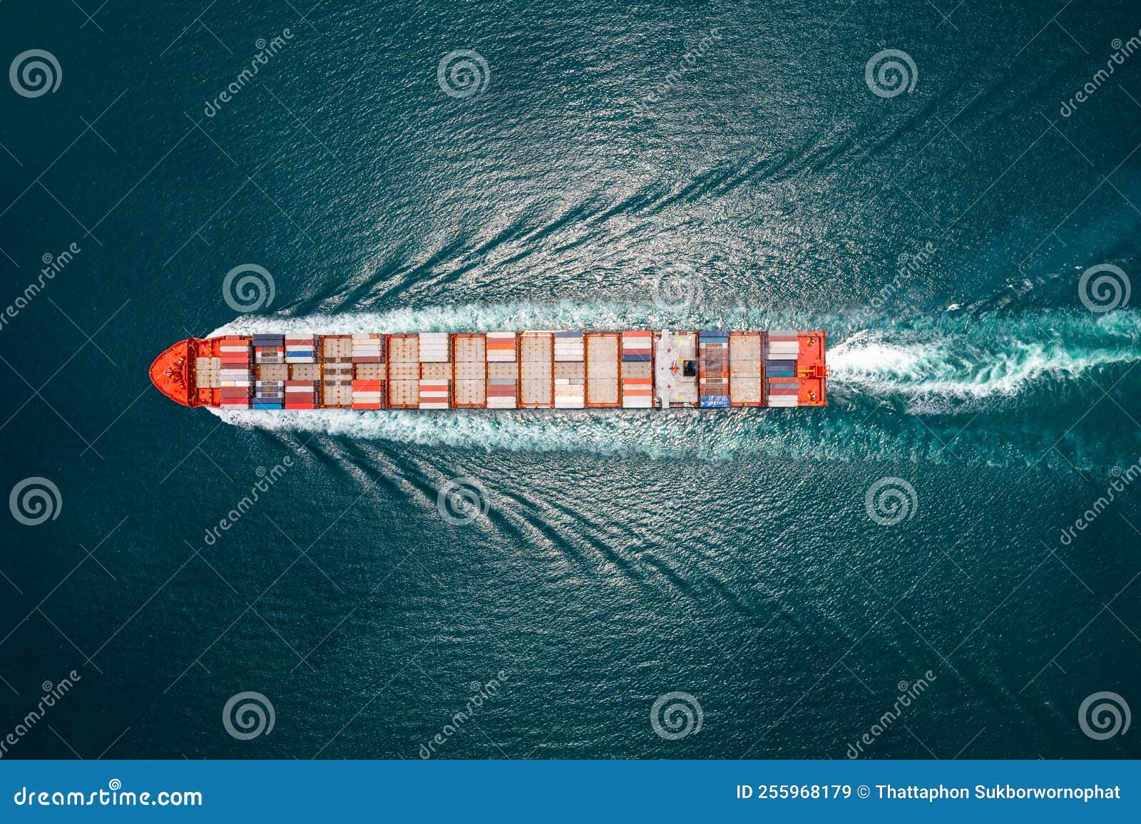 Container Ship Full Speed Sailing in Deep Sea for Transporting Cargo ...