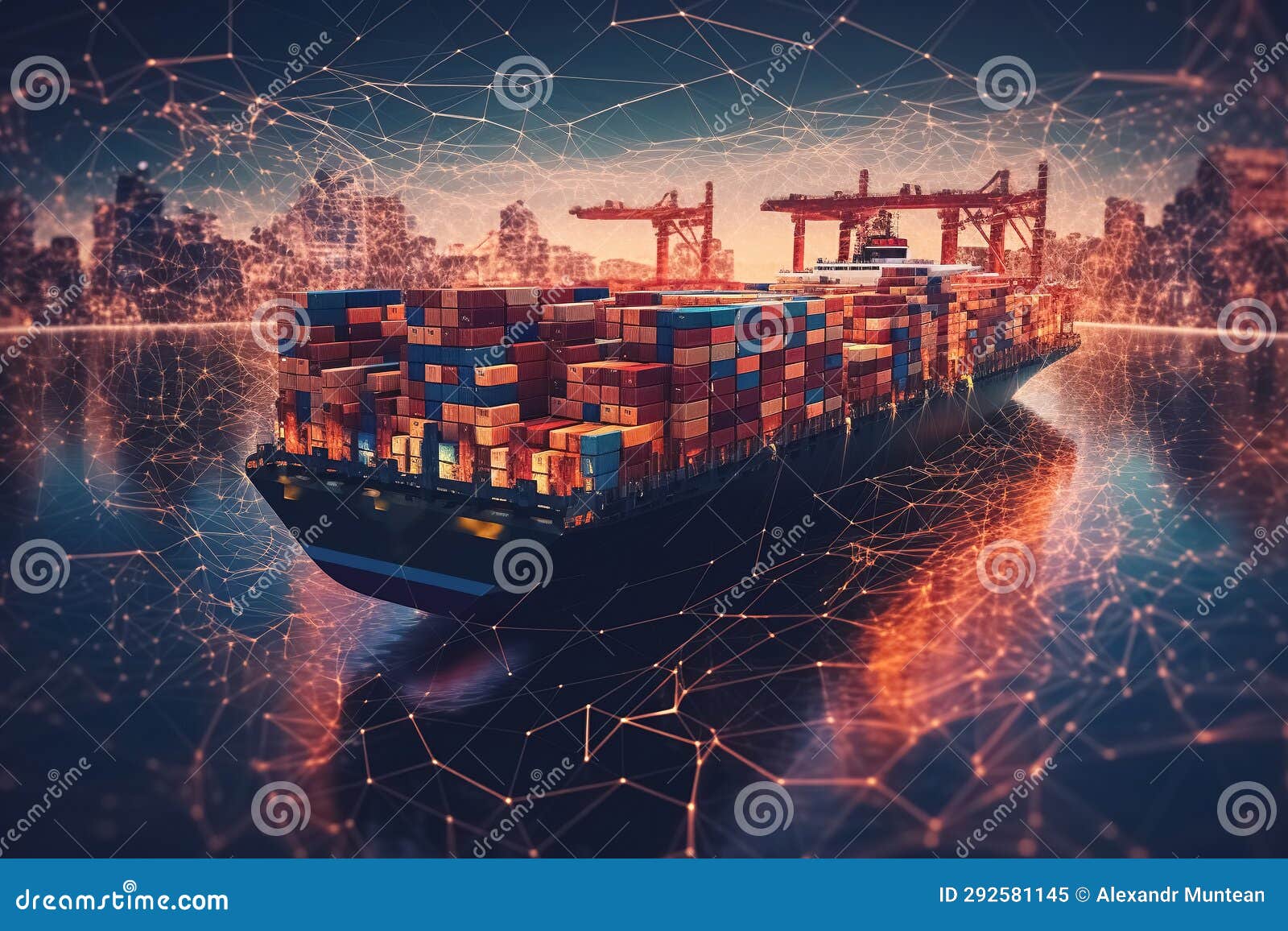 Container Ship Global Trade, Digital Logistics Concept Stock Image ...