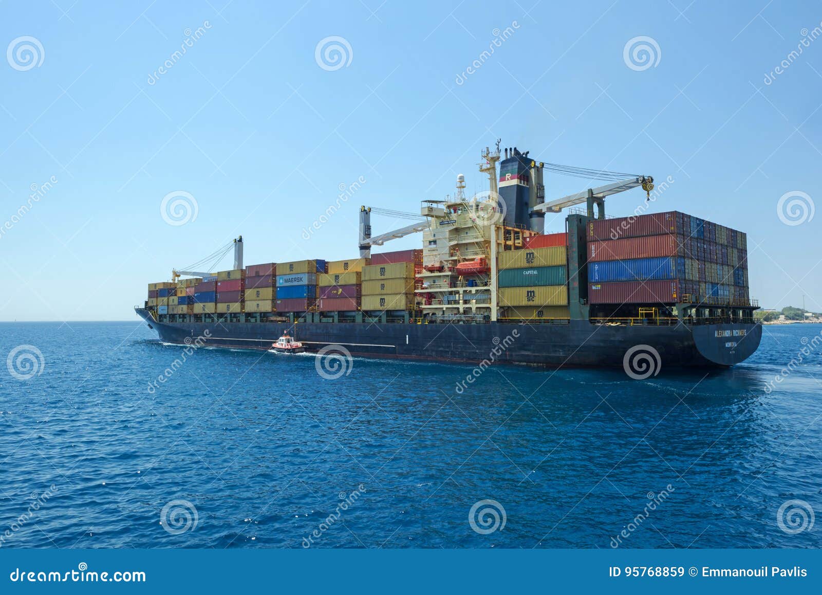 Container ship at Greece editorial stock image. Image of commercial ...