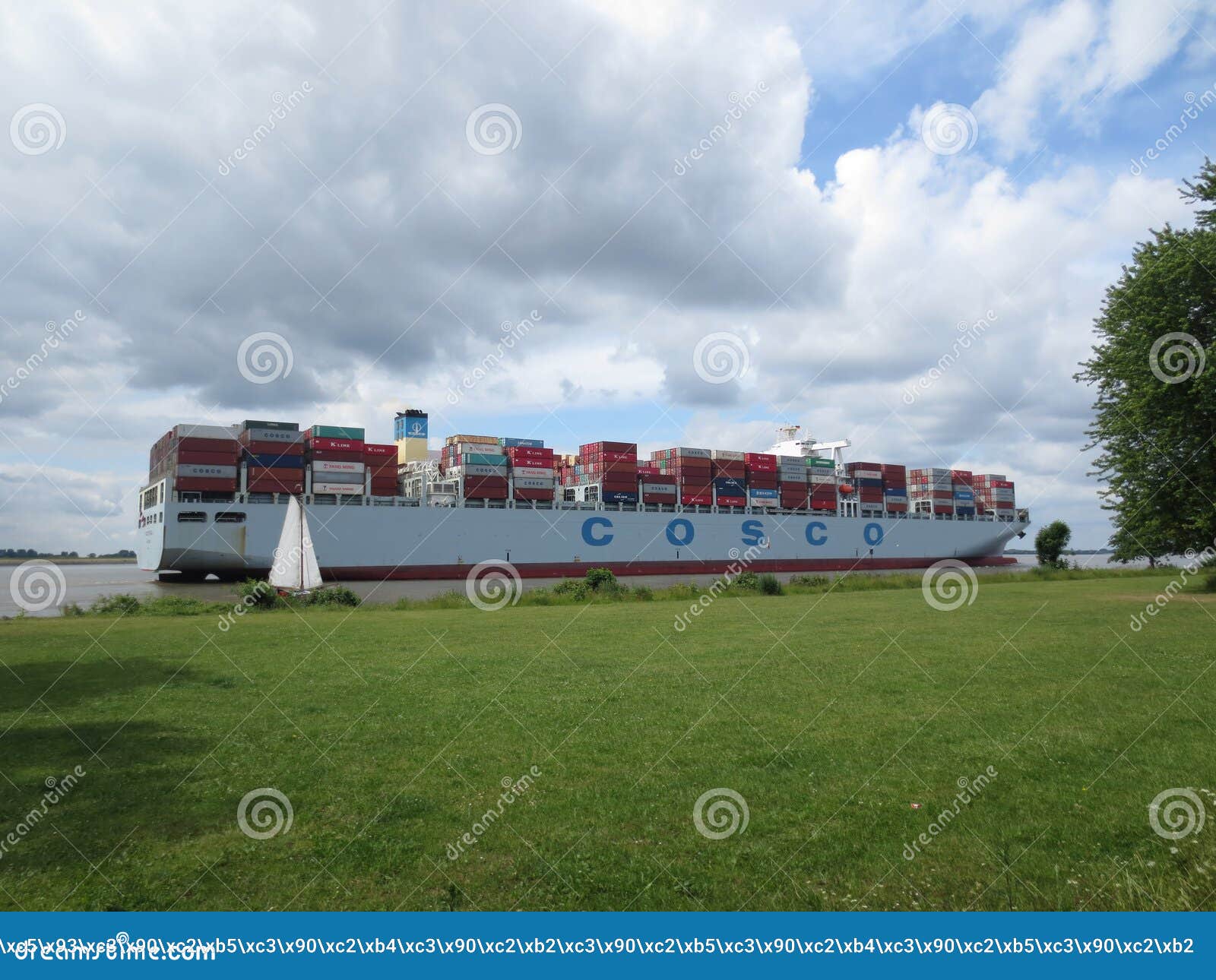 Hamburg, Germany. Elbe. Container Ship. Editorial Stock Photo - Image ...