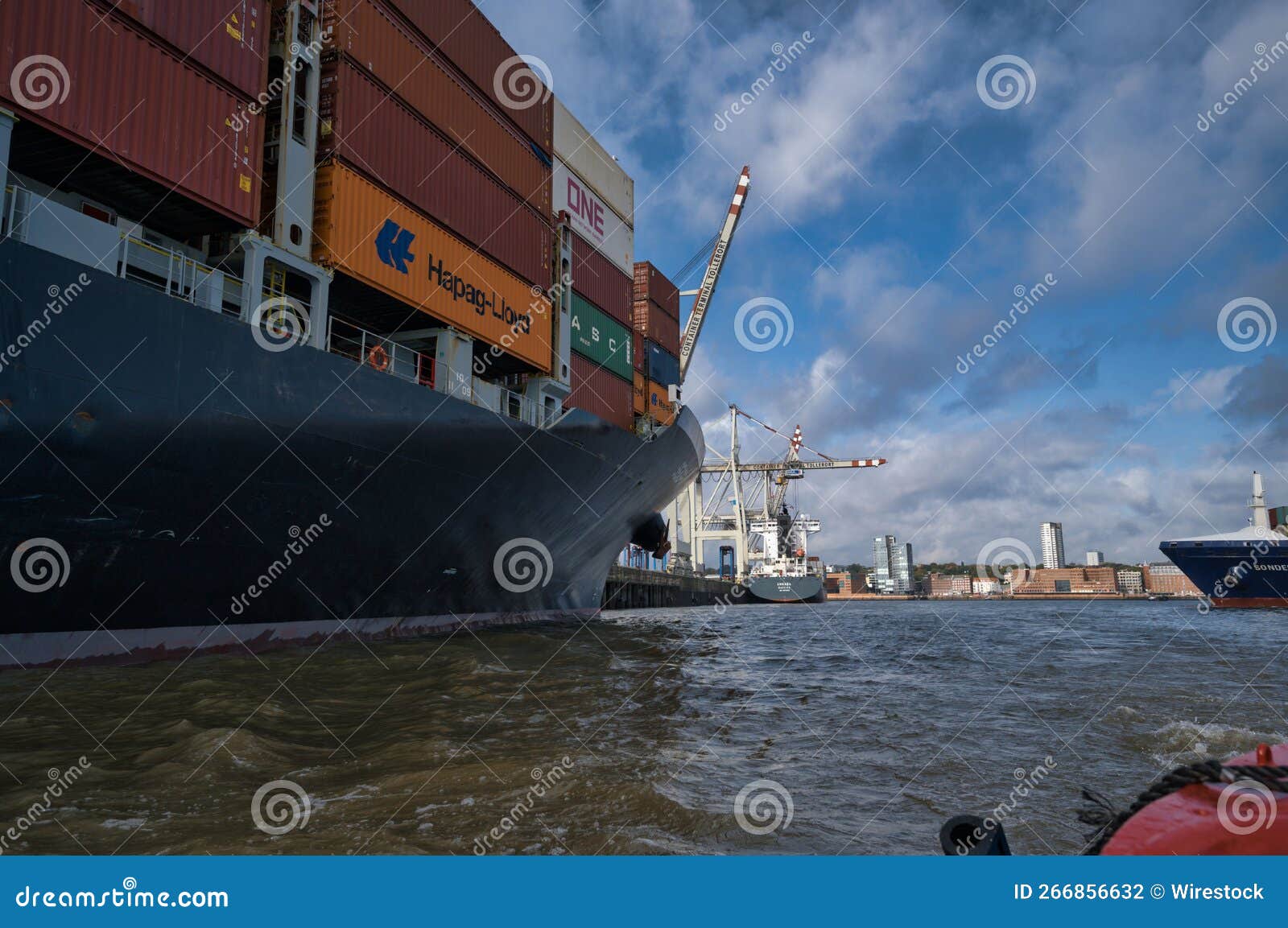 Container Ship in Hamburg Harbour Editorial Photography - Image of ...
