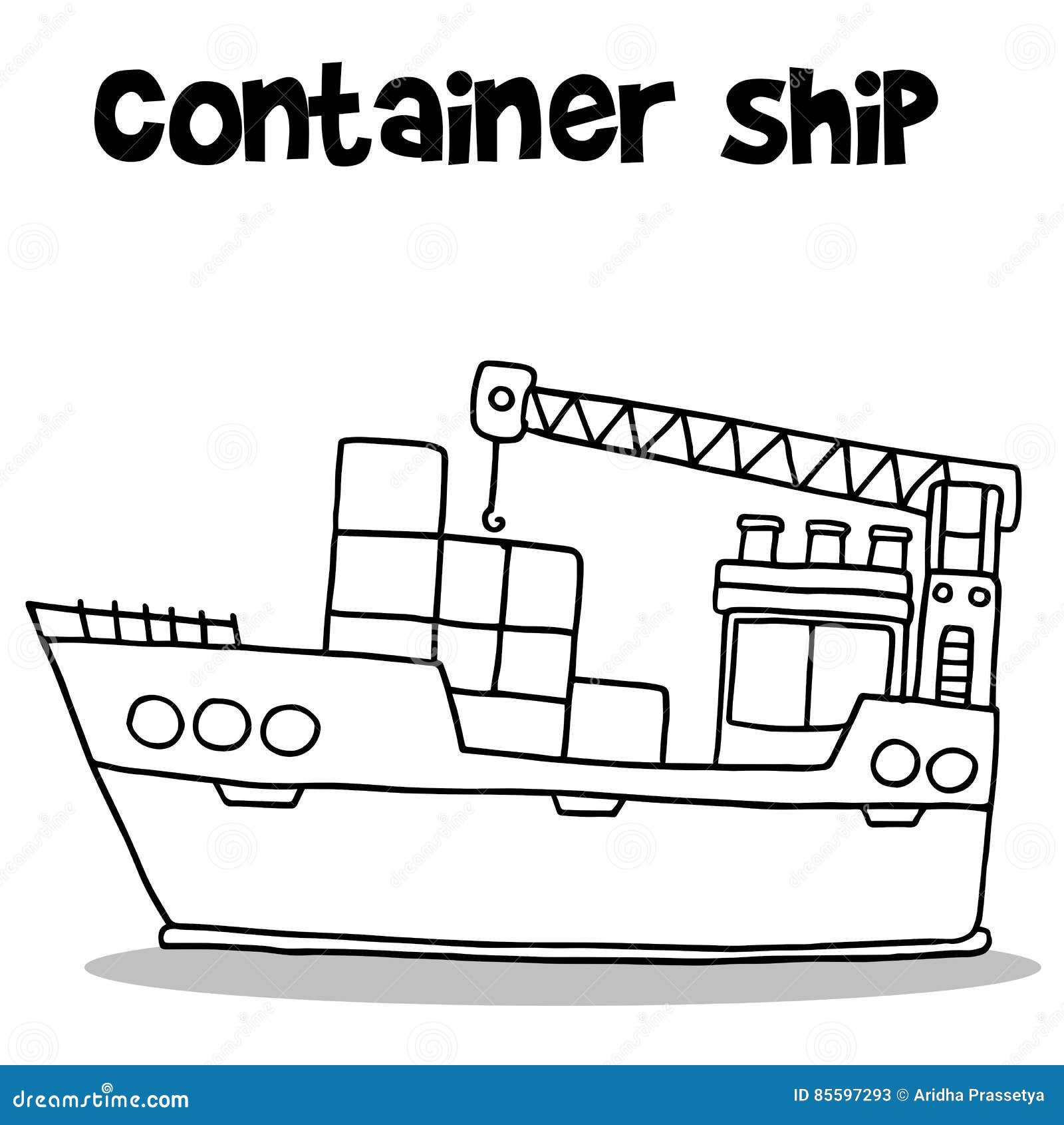 Container Ship with Hand Draw Stock Vector - Illustration of ...
