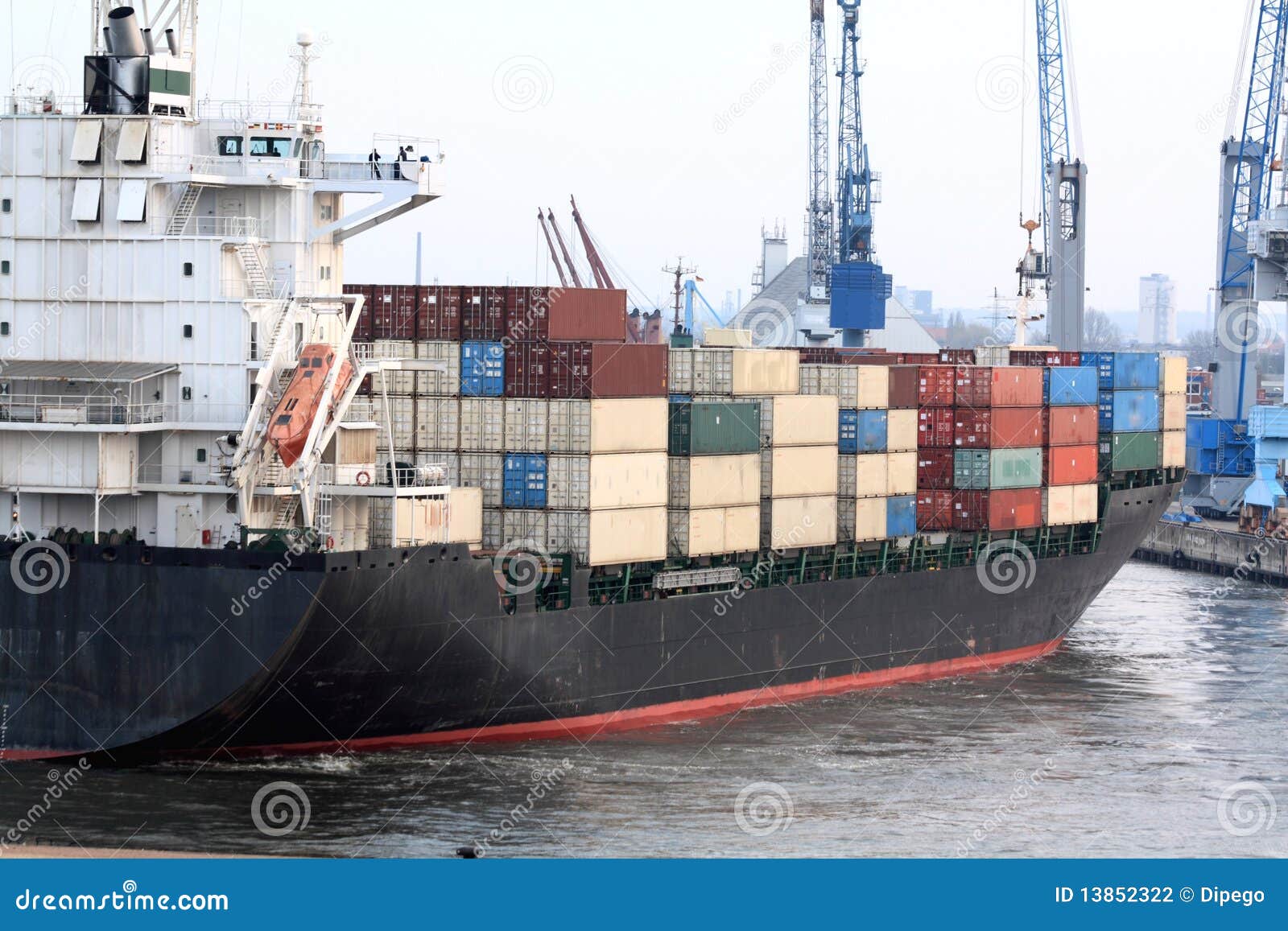 Container ship in harbor stock photo. Image of delivery - 13852322