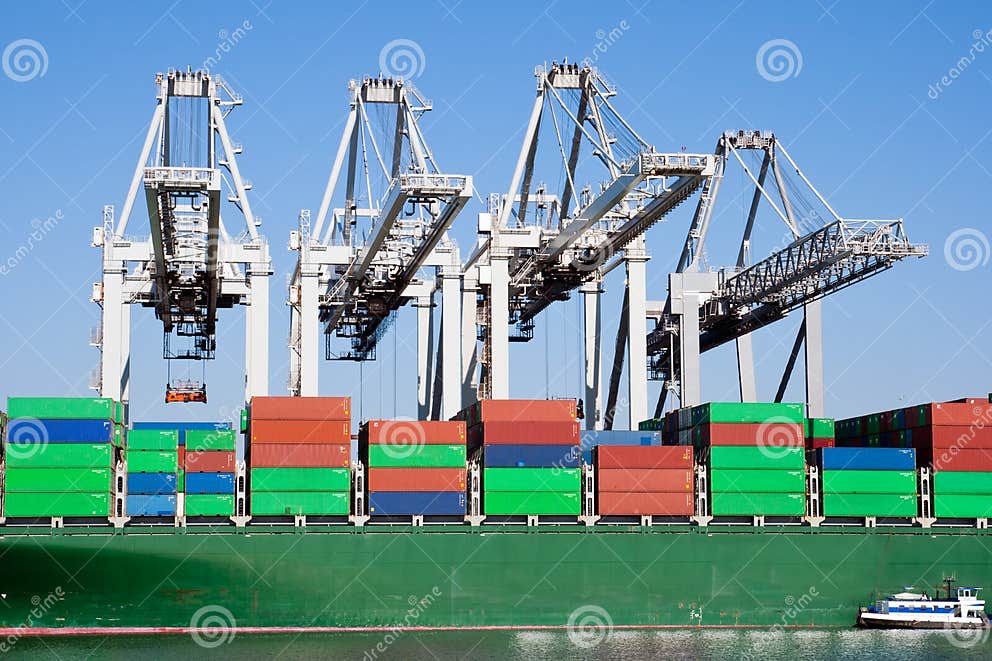 Container Ship in the Harbor Stock Image - Image of goods, large: 19209717