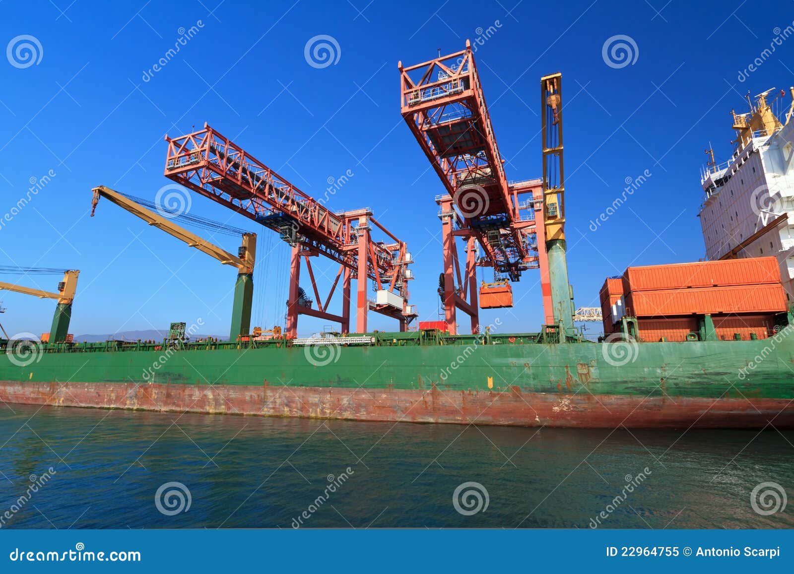 Container ship in harbor stock image. Image of blue, shipping - 22964755