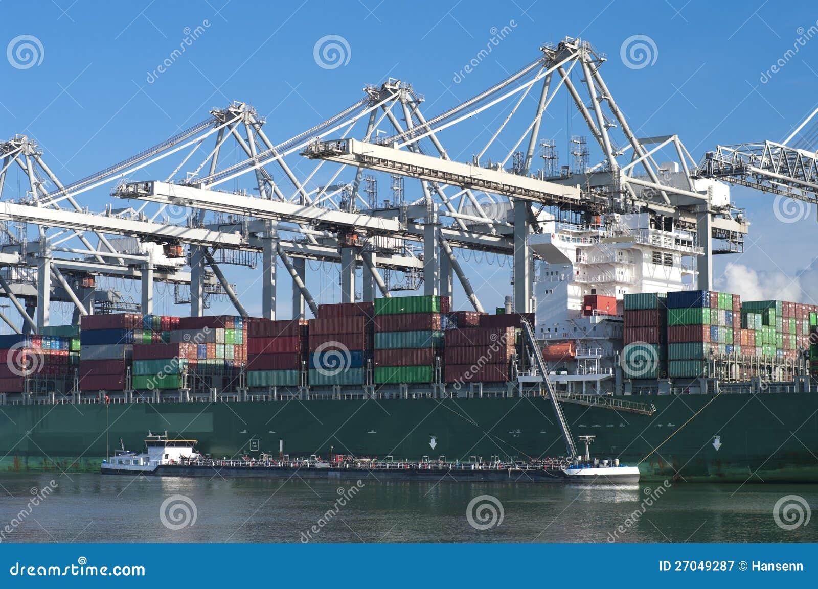Container ship in harbor stock image. Image of cargo - 27049287