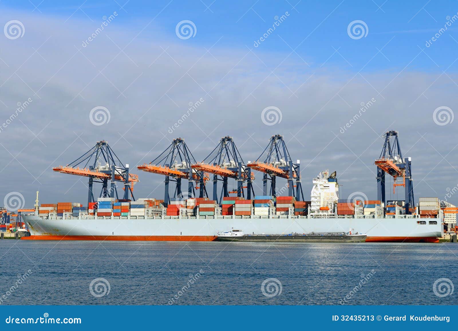 Container ship in harbor stock image. Image of industry - 32435213