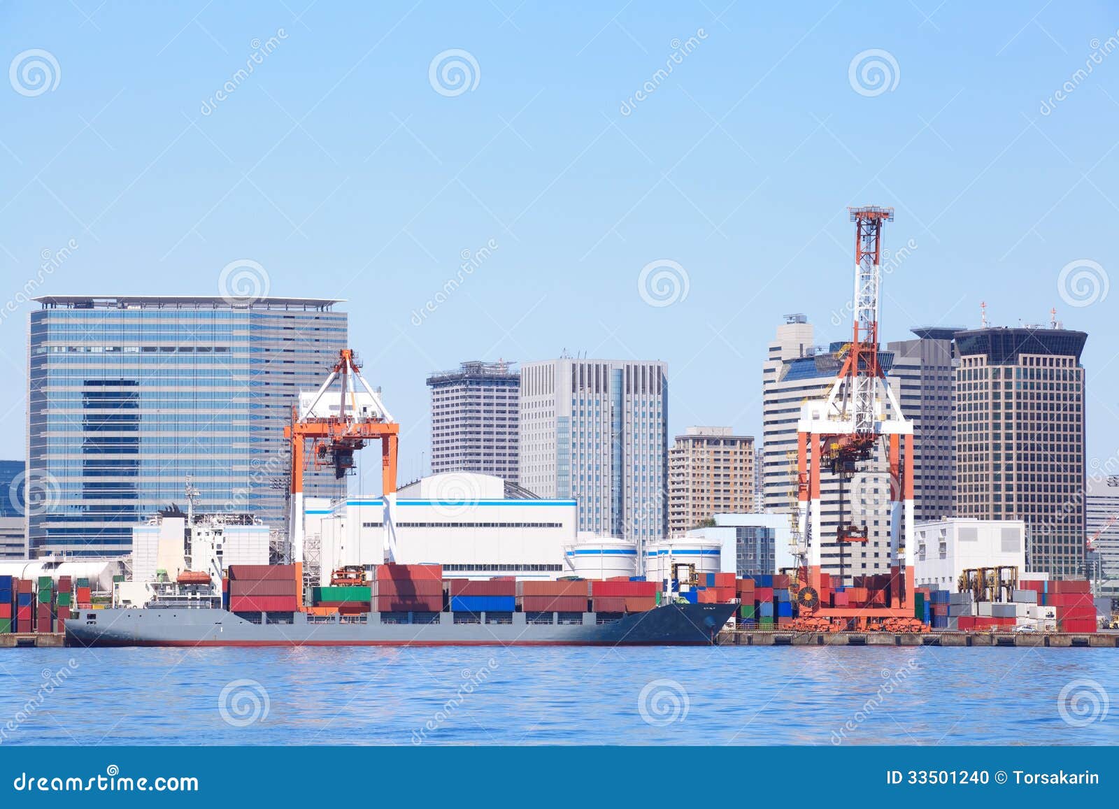 Container Ship in the Harbor Stock Photo - Image of industry, global ...