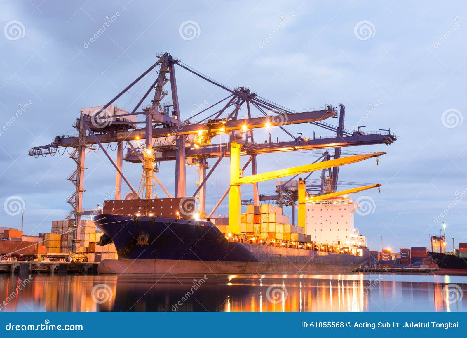 Container Ship in the Harbor Stock Photo - Image of crane, cargo: 61055568