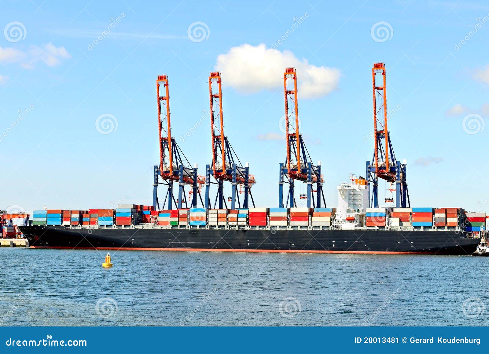 Container Ship in Harbor of Rotterdam Stock Image - Image of cargo ...