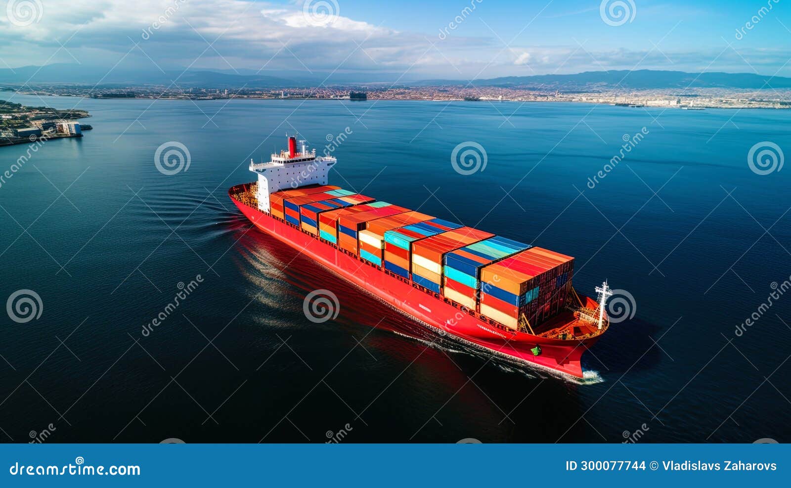Container Ship from a Height in the Open Ocean Stock Illustration ...