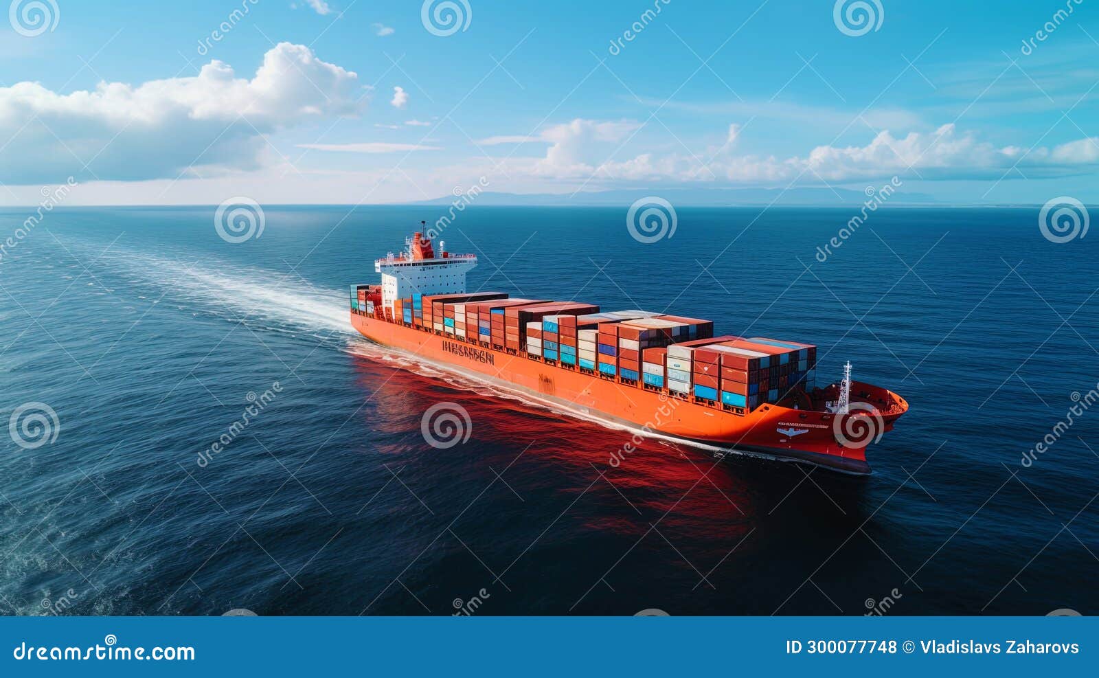Container Ship from a Height in the Open Ocean Stock Illustration ...