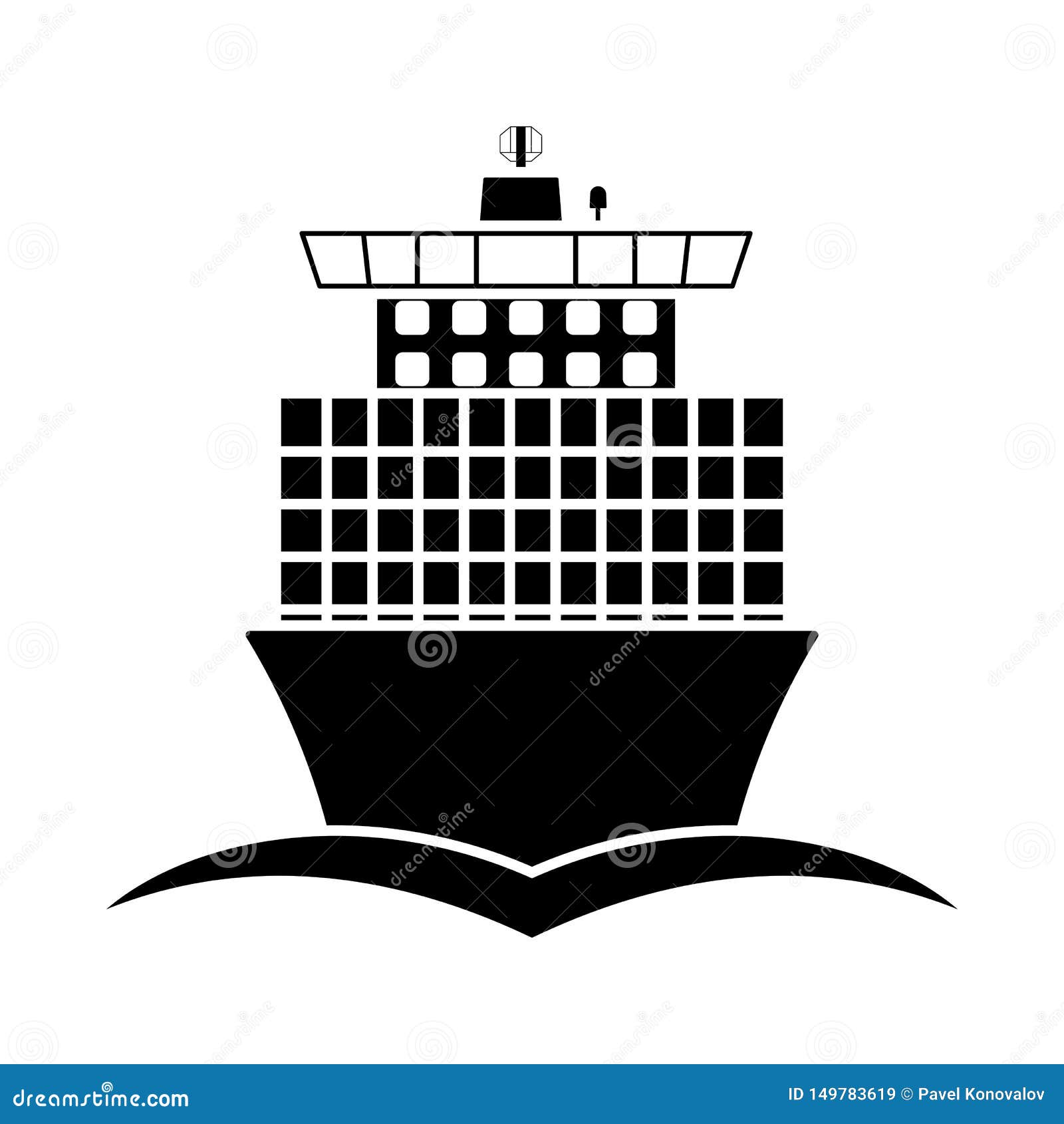 Container Ship Icon Front View Stock Vector - Illustration of nautical ...