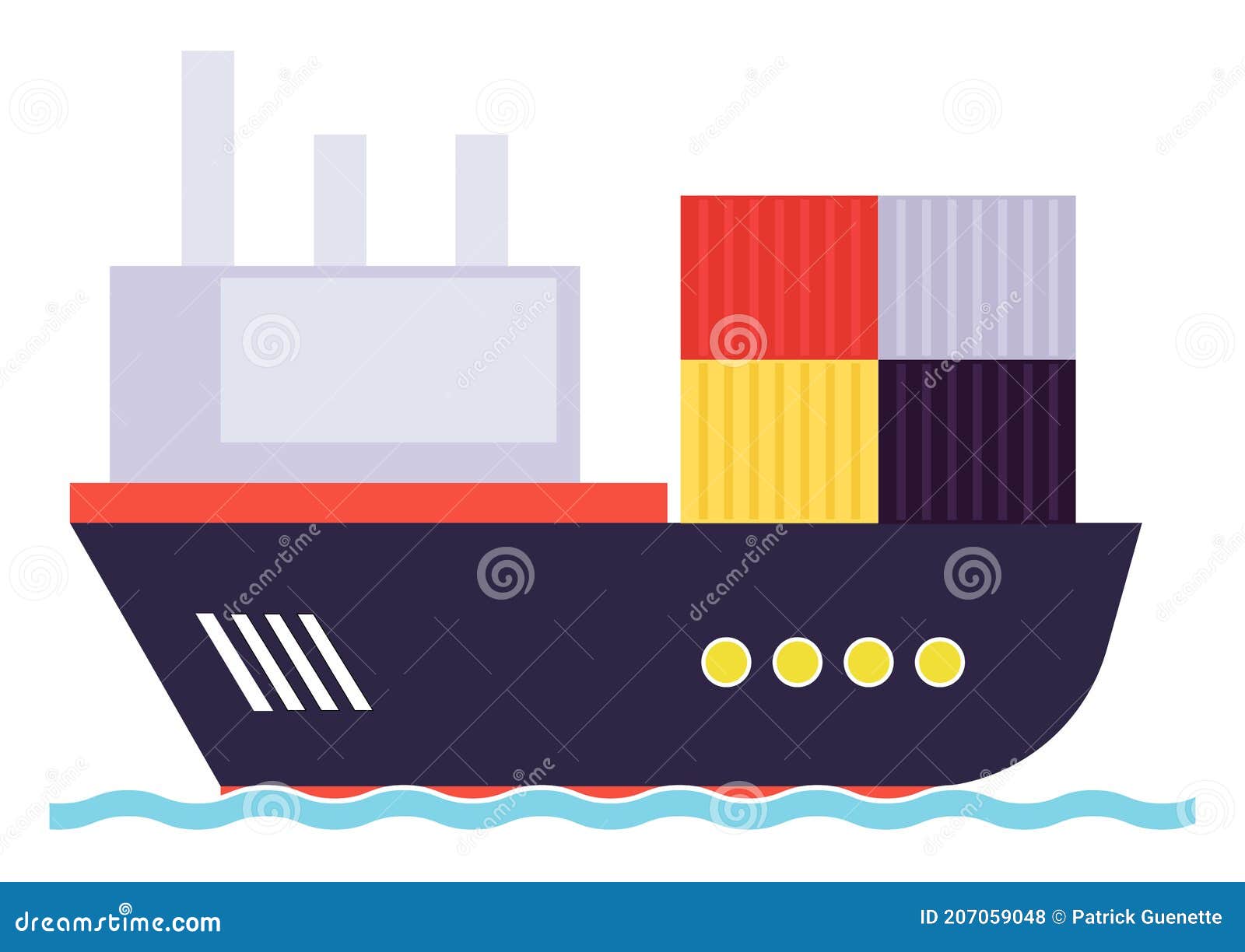 Container Ship, Illustration, Vector Stock Vector - Illustration of ...
