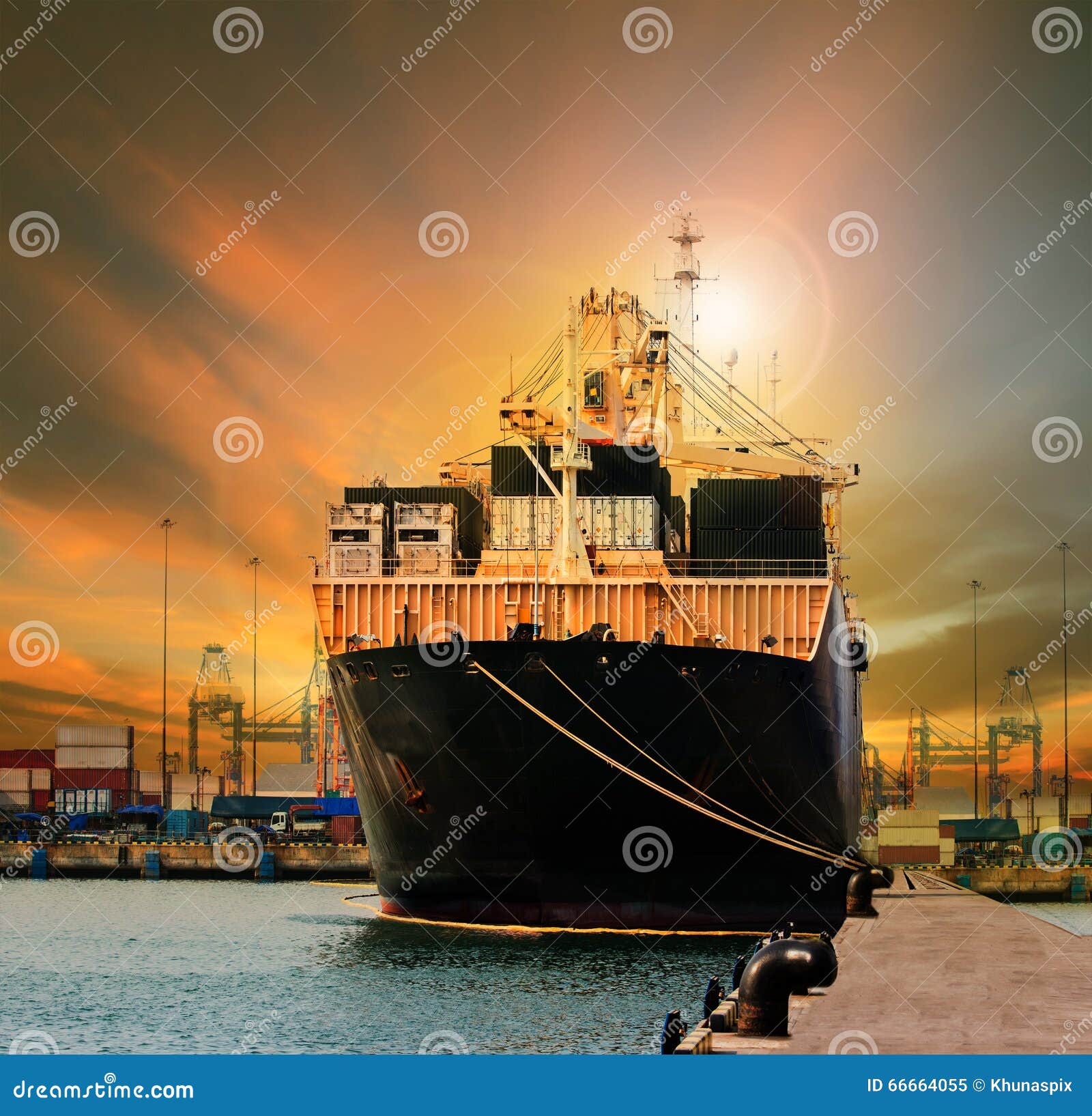 Container Ship in Import Export Ship Yard Use for Comercial Freight ...