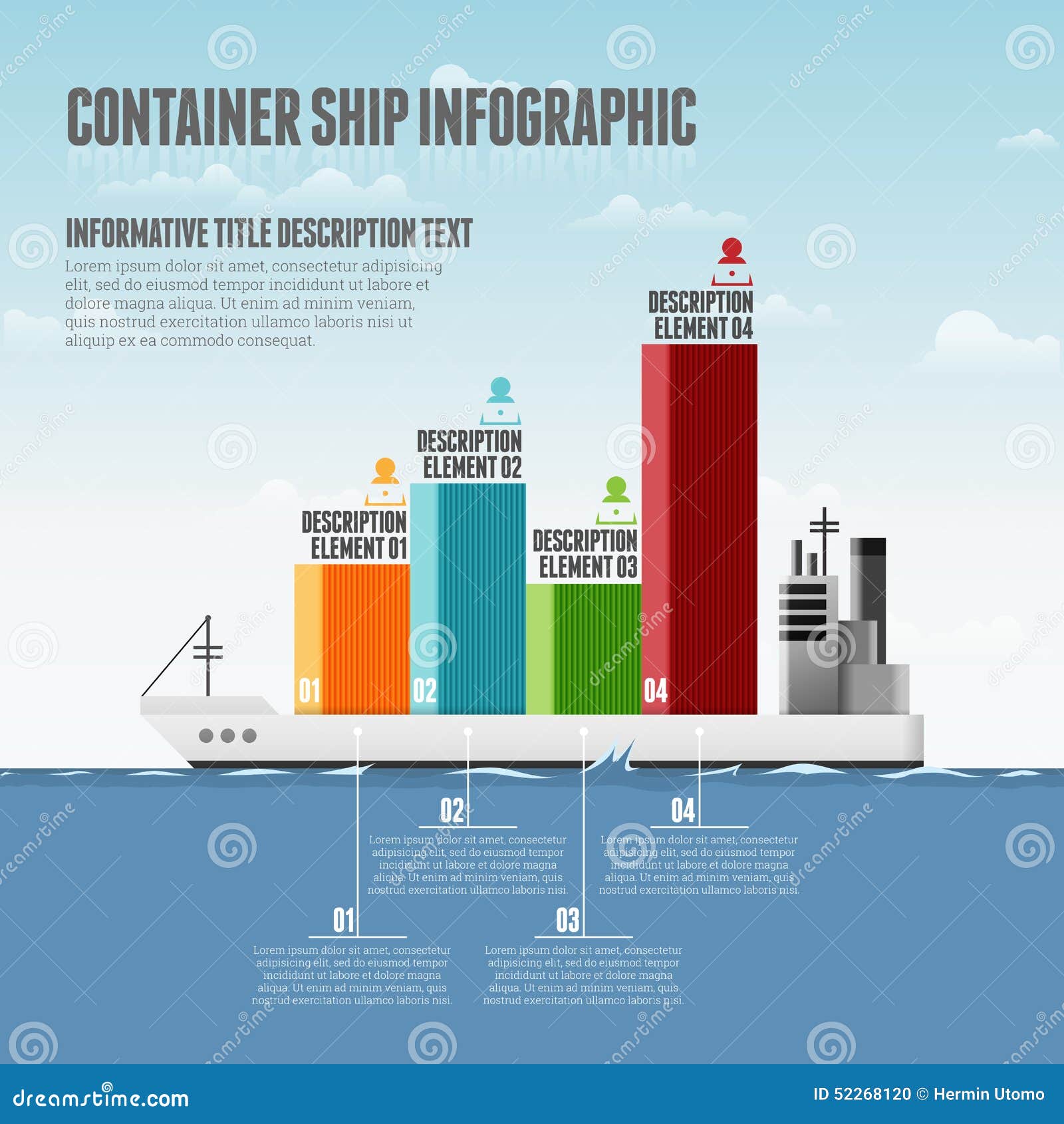 Container Ship Infographic stock vector. Illustration of vector - 52268120