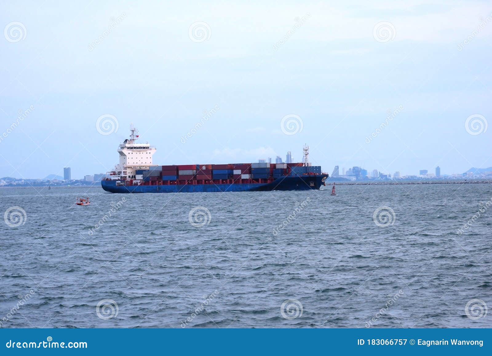 Container Ship International Trade Perspective Stock Image - Image of ...