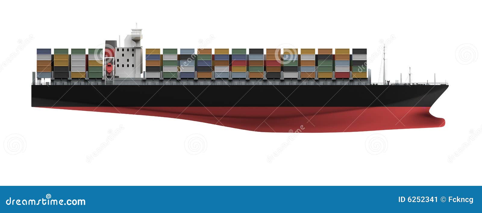 Container Ship Isolated Front View Stock Illustration - Illustration of ...