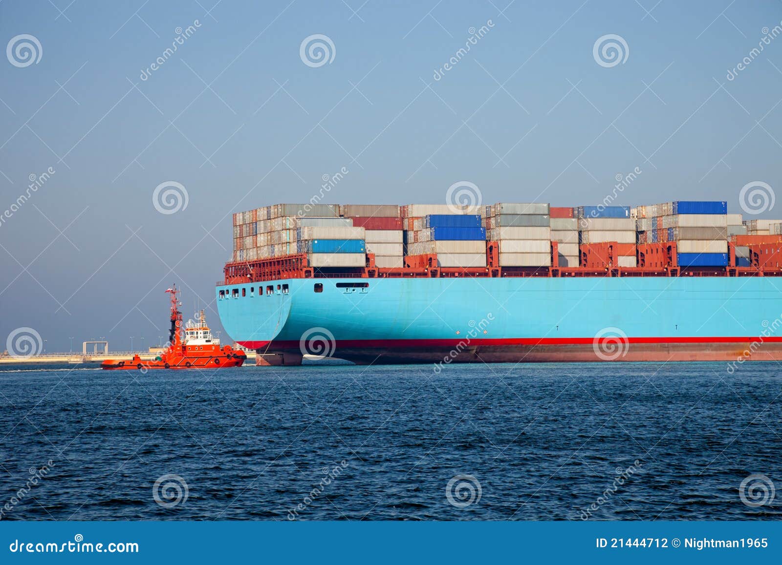 Container Ship Leaves the Port. Gdansk, Poland. Stock Photo - Image of ...
