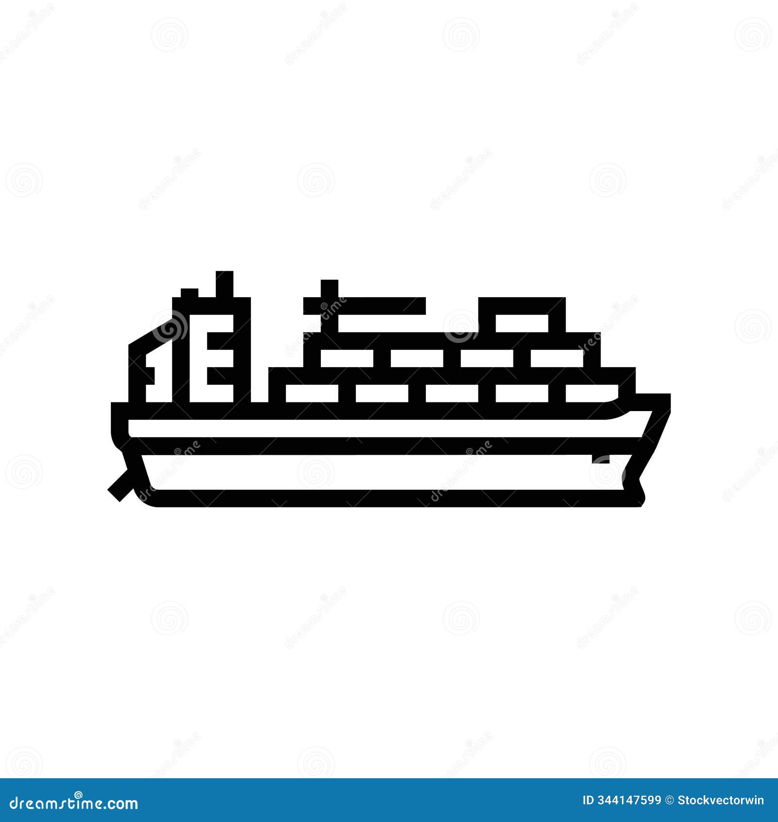 Container Ship Line Icon Vector Illustration Stock Illustration ...