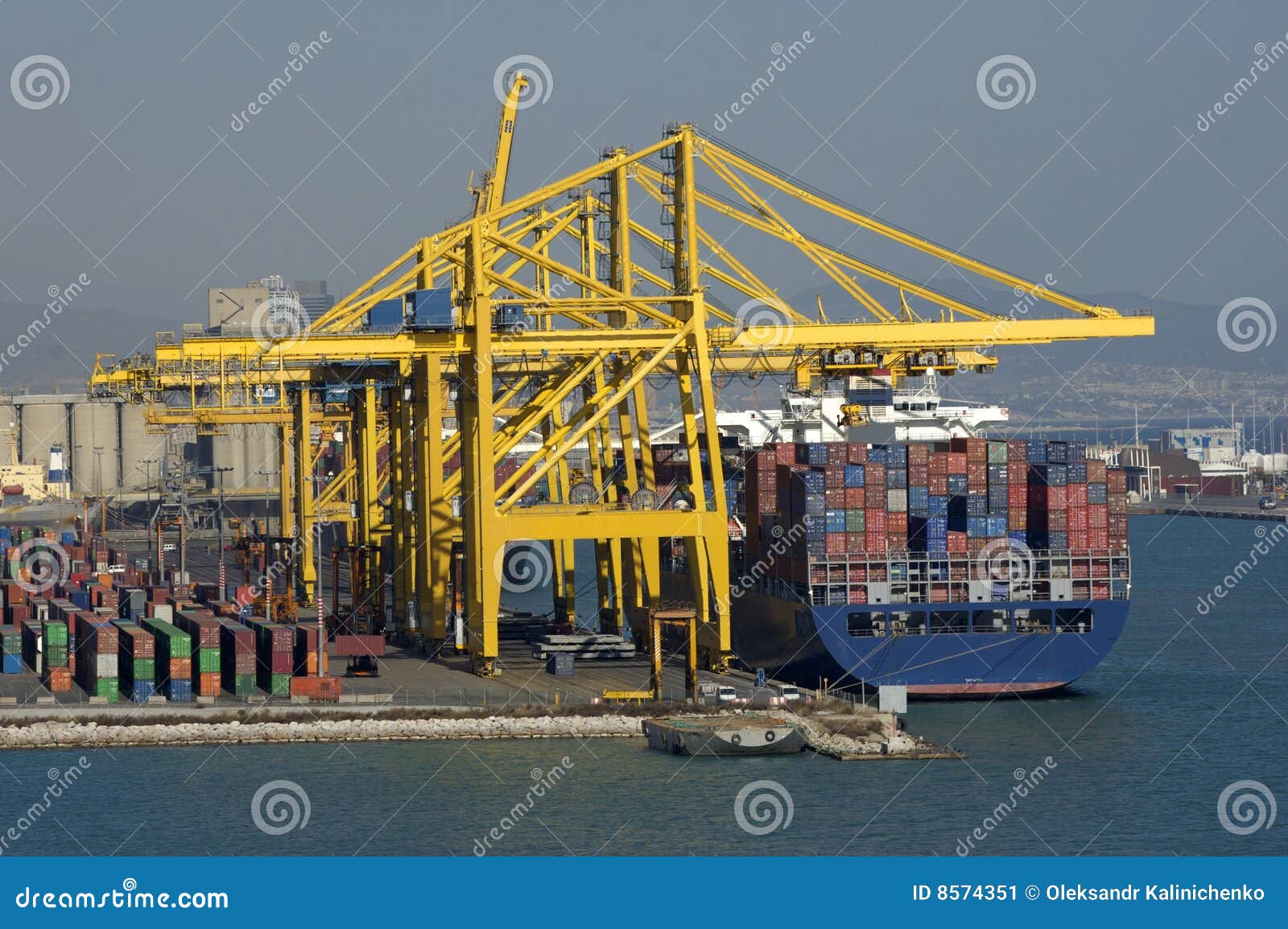 Container Ship during Load Operations Stock Image - Image of channel ...