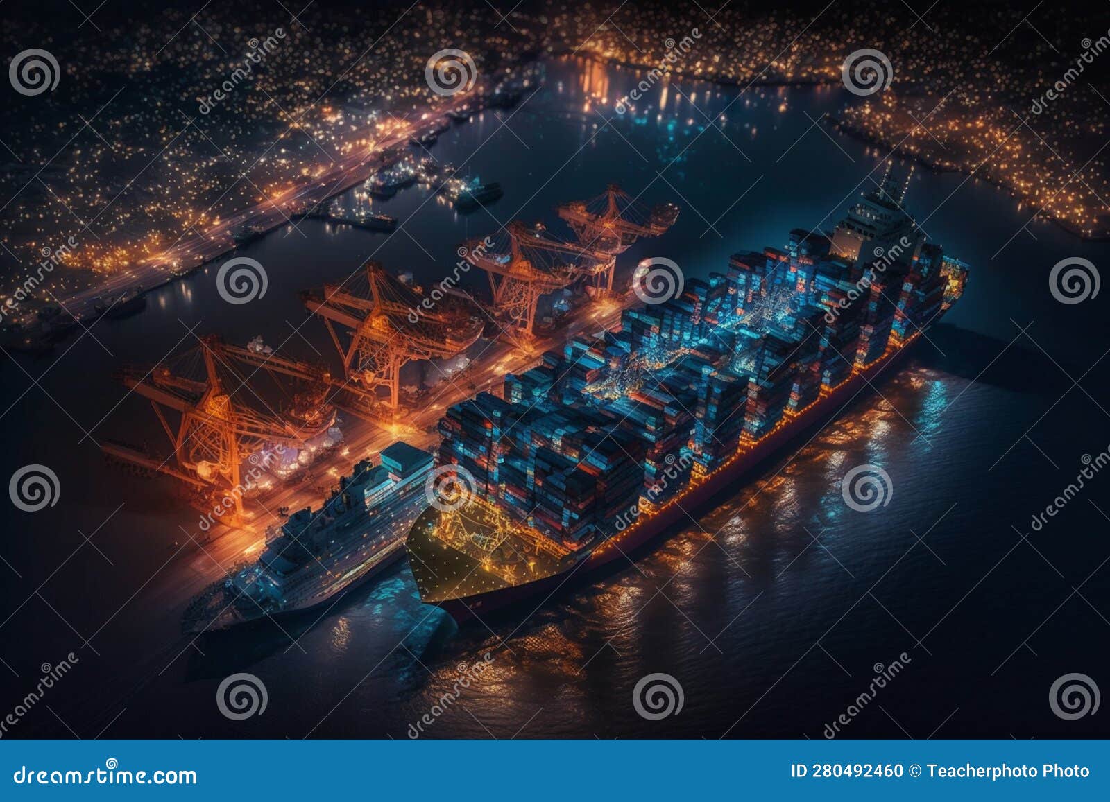 A Container Ship Loading Cargo at a Deep-sea Port. this Mesmerizing ...
