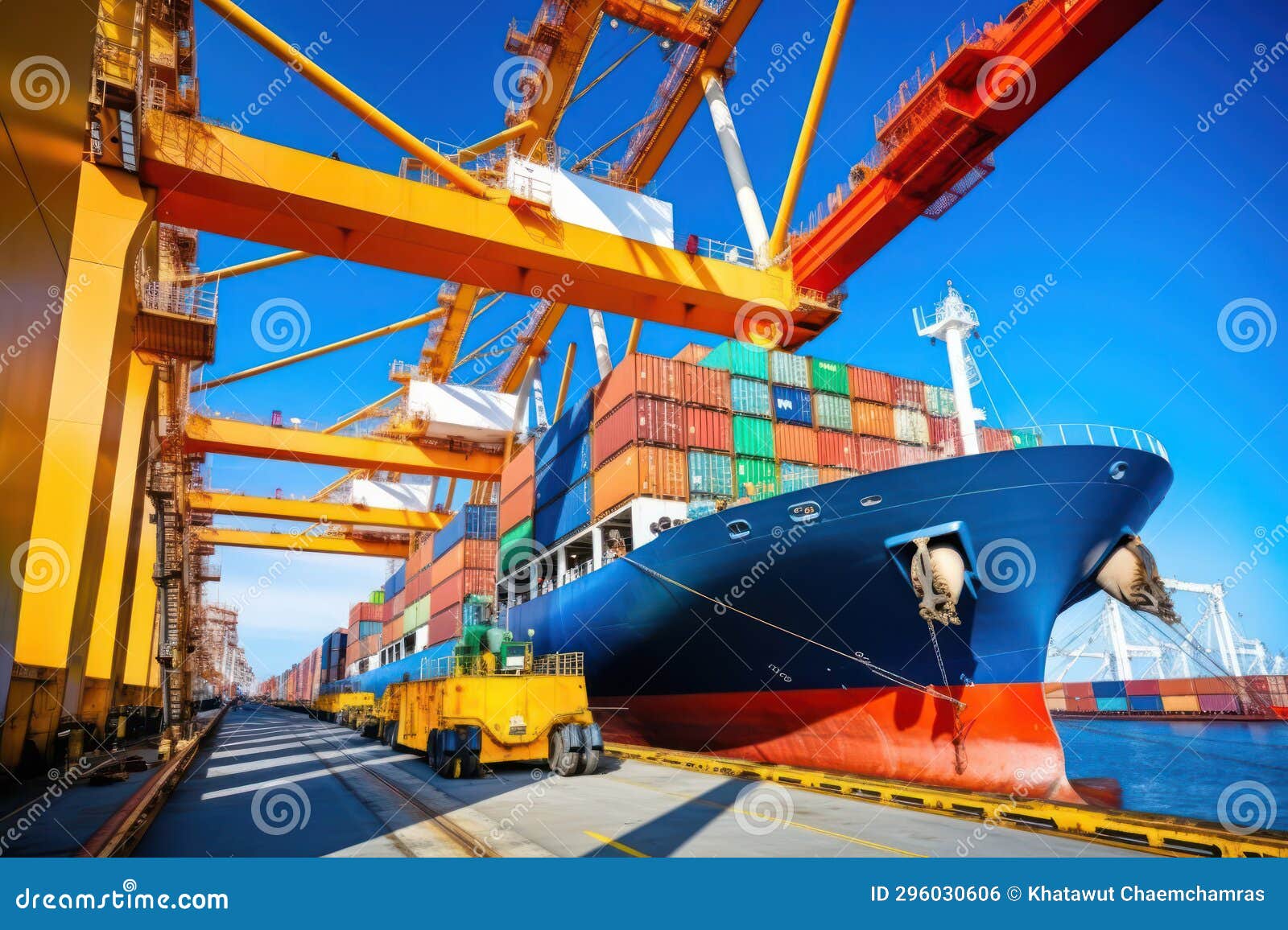 Container Ship Loading, Colorful Cargo for International Trade Stock ...