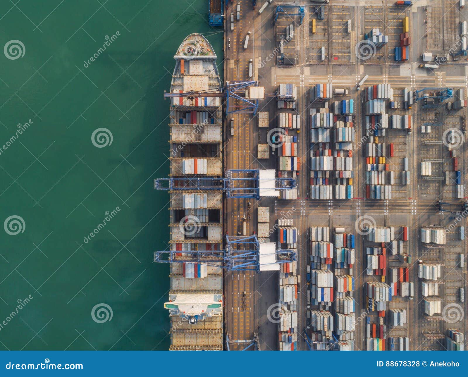 Container Ship Loading from Logistic Hub Stock Photo - Image of ...