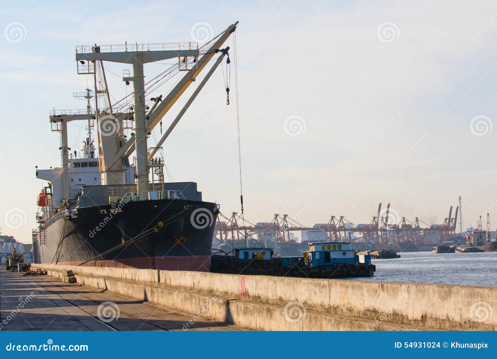 Container Ship Loading Material Goods from Local Ship in Habor P Stock ...