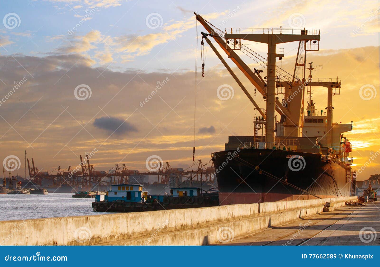 Container Ship Loading Material Goods from Local Ship in Habor P Stock ...