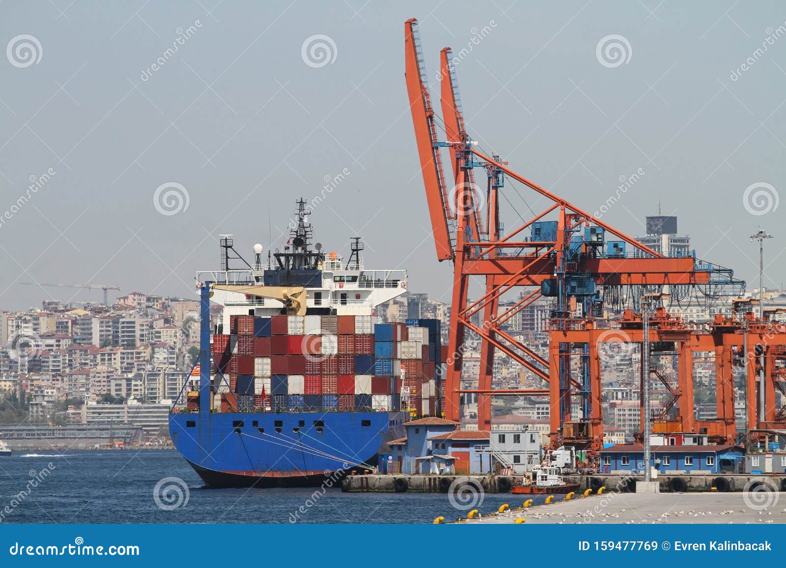 Container Ship in port stock image. Image of import - 159477769