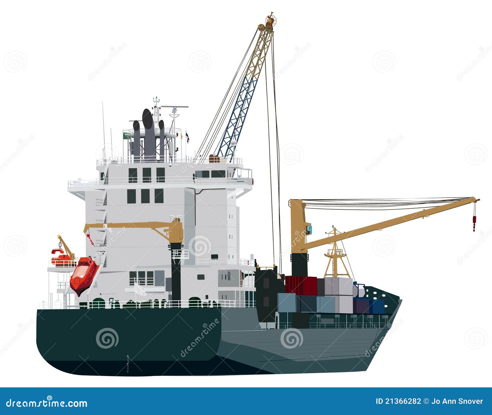 Container Ship Loading in Port Stock Illustration - Illustration of ...