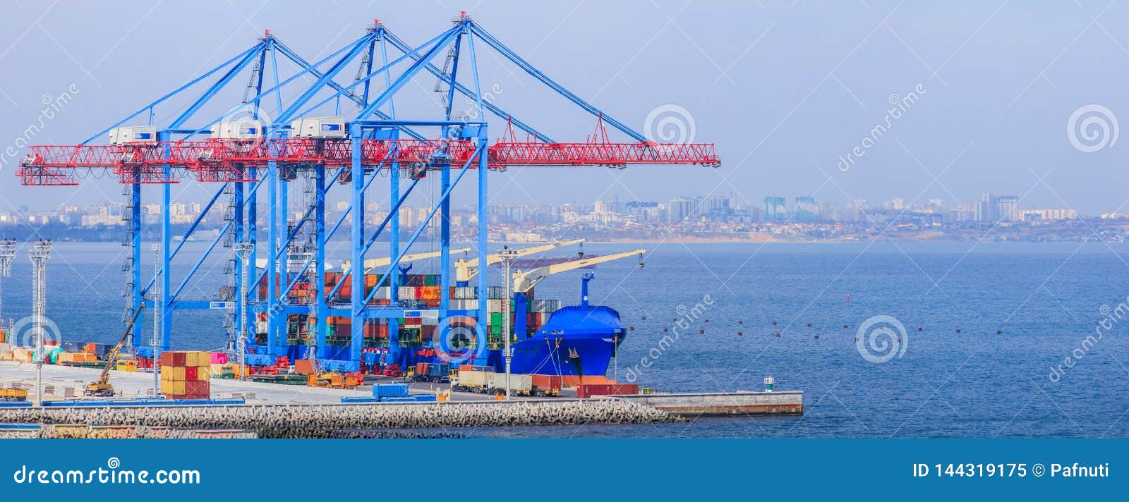 Work of the Container Terminal for Shipping Goods Stock Image - Image ...