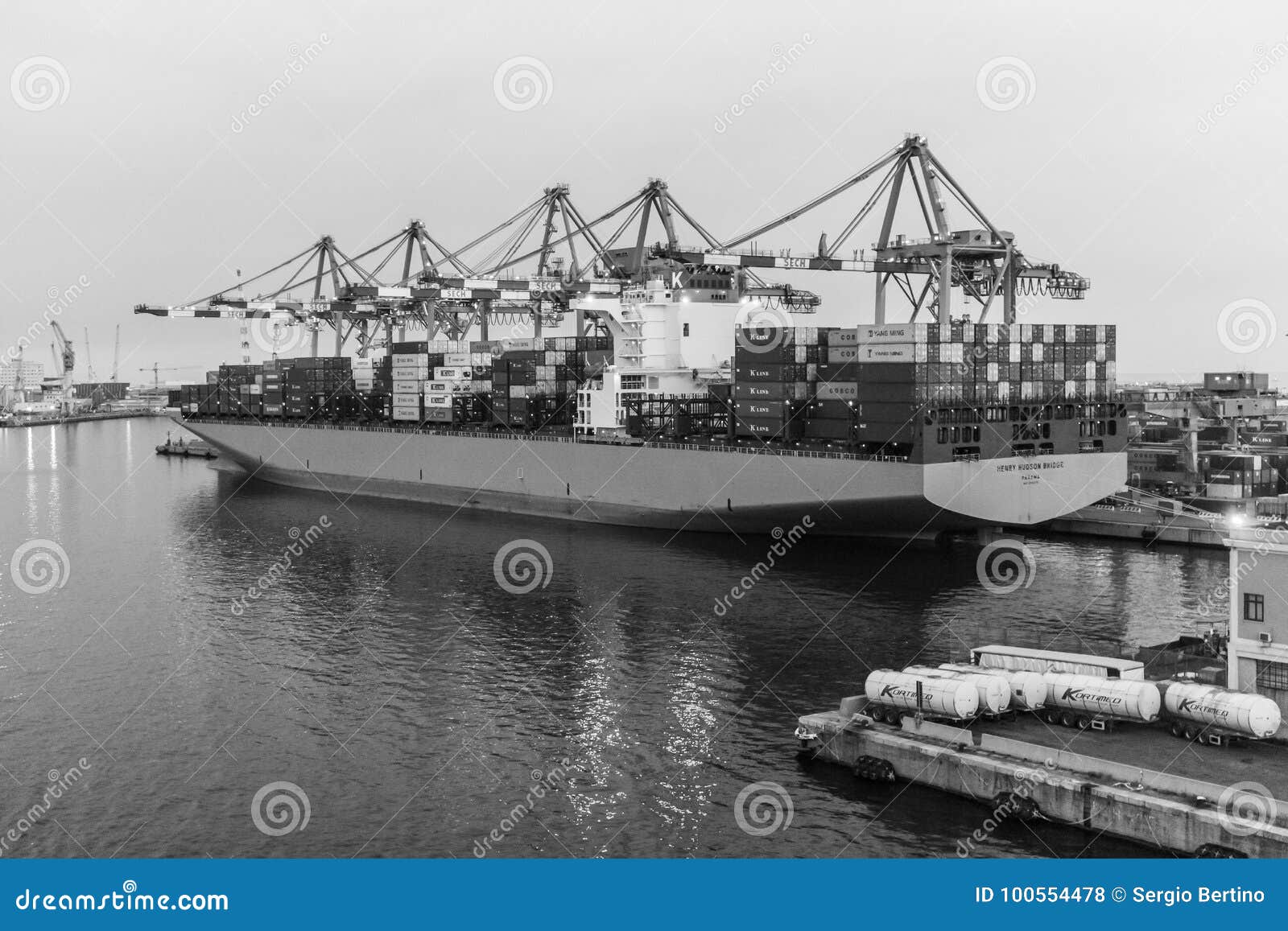 Container Ship Loading or Unloading in Port Editorial Stock Photo ...