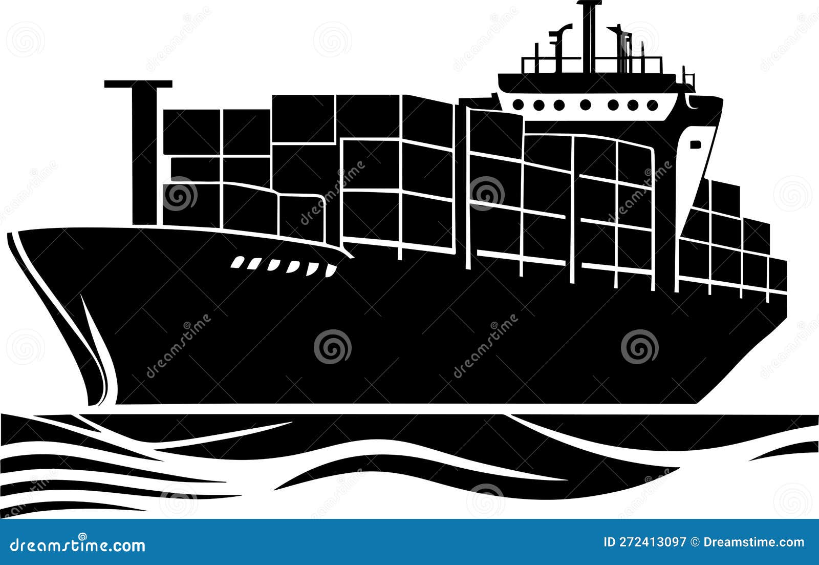 Container Ship Logo Monochrome Design Style Stock Vector - Illustration ...