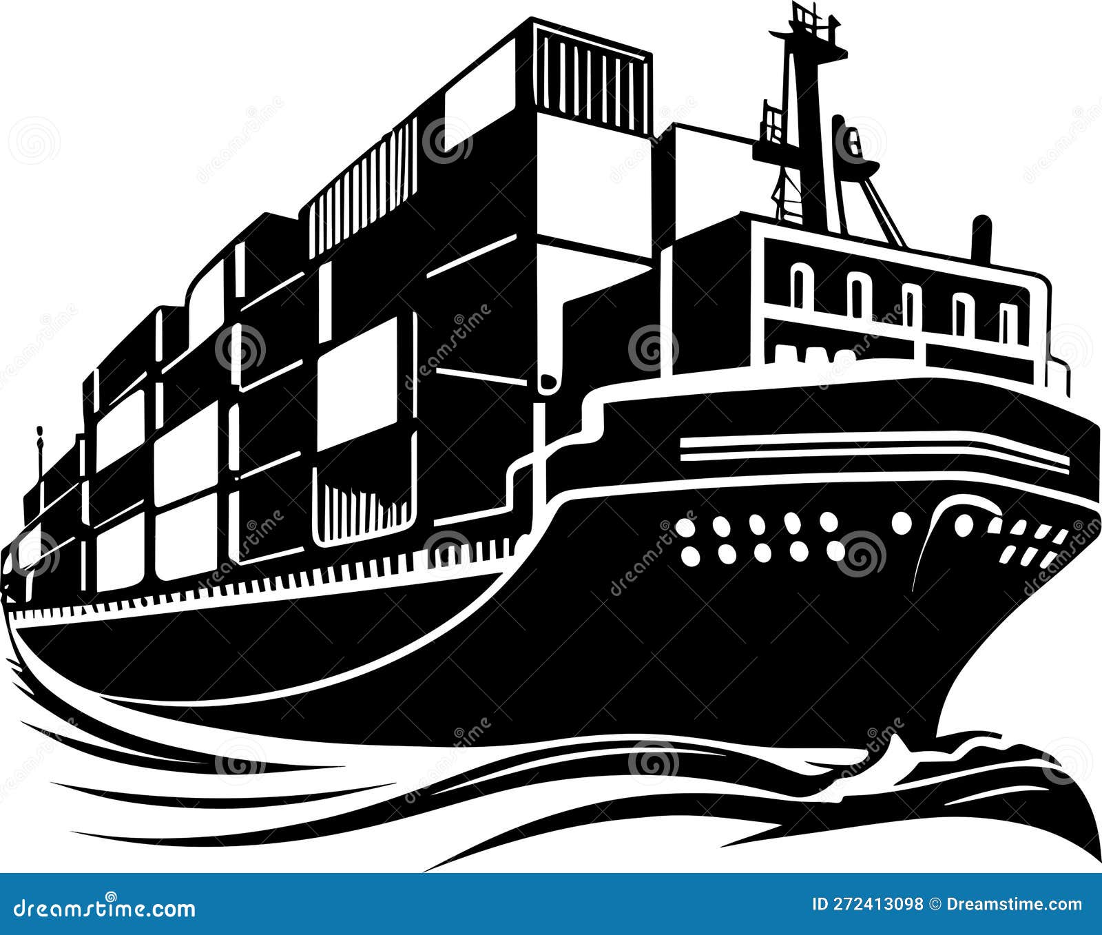 Container Ship Logo Monochrome Design Style Stock Vector - Illustration ...