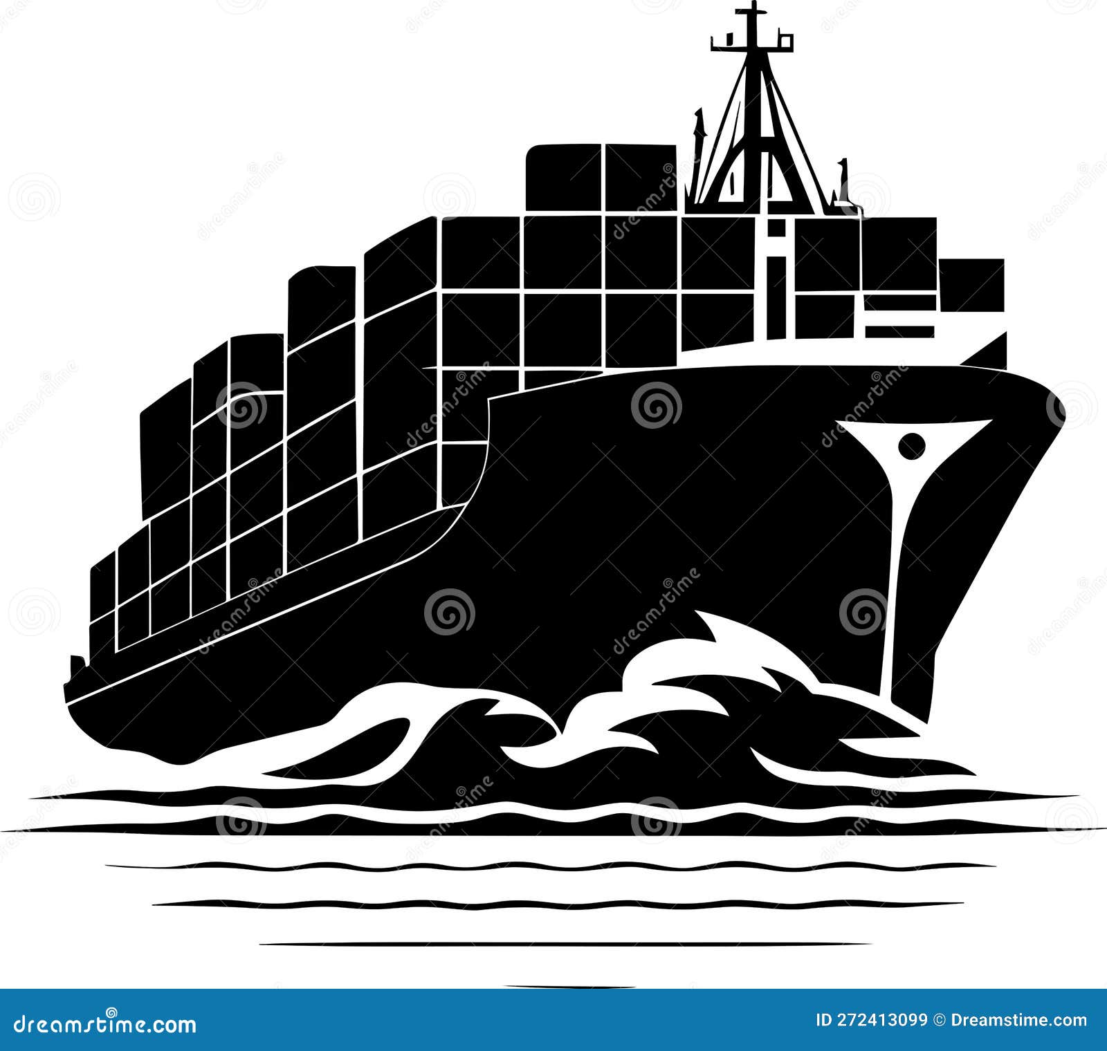 Container Ship Logo Monochrome Design Style Stock Vector - Illustration ...