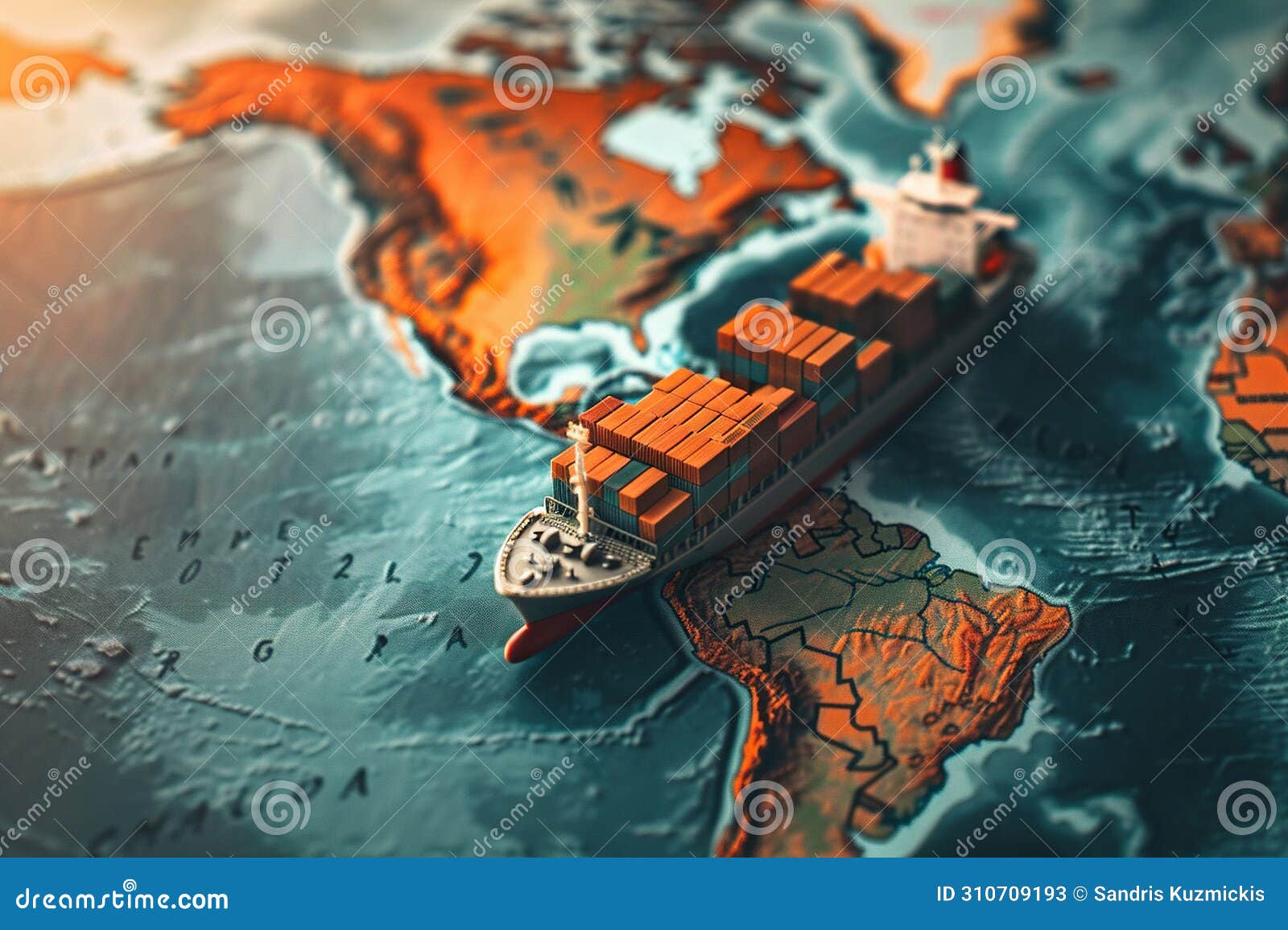 Container Ship Model on World Map. Generative AI Stock Illustration ...