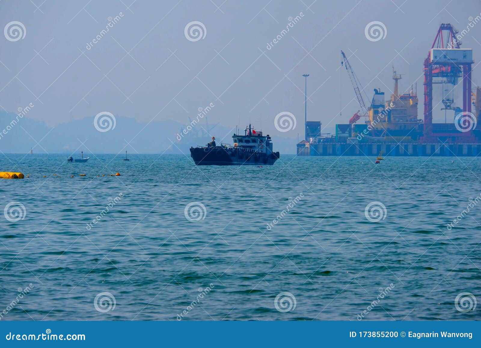 Container Ship for Morning Import and Export Stock Photo - Image of ...