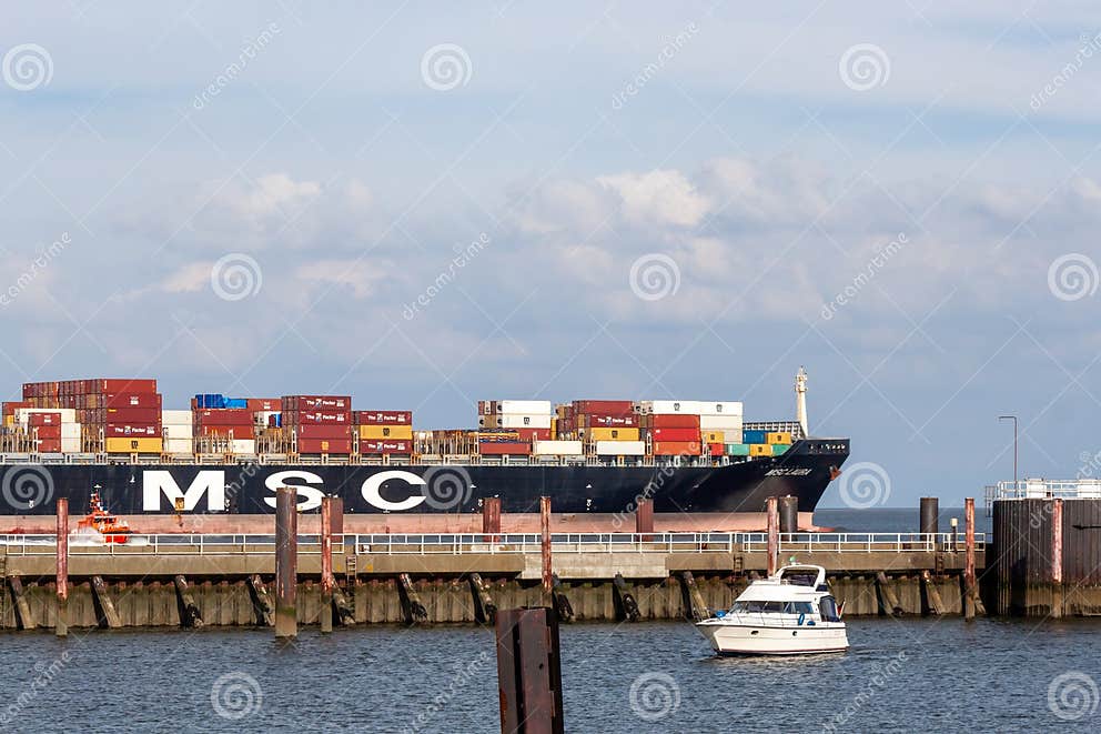 The Container Ship MSC Laura Sails Past Cuxhaven Editorial Photo ...