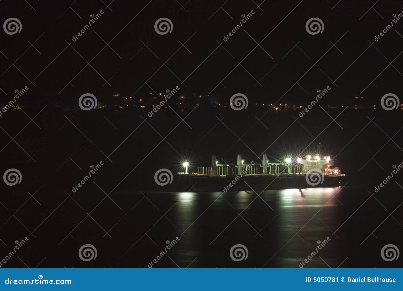 Container Ship at Night stock image. Image of international - 5050781