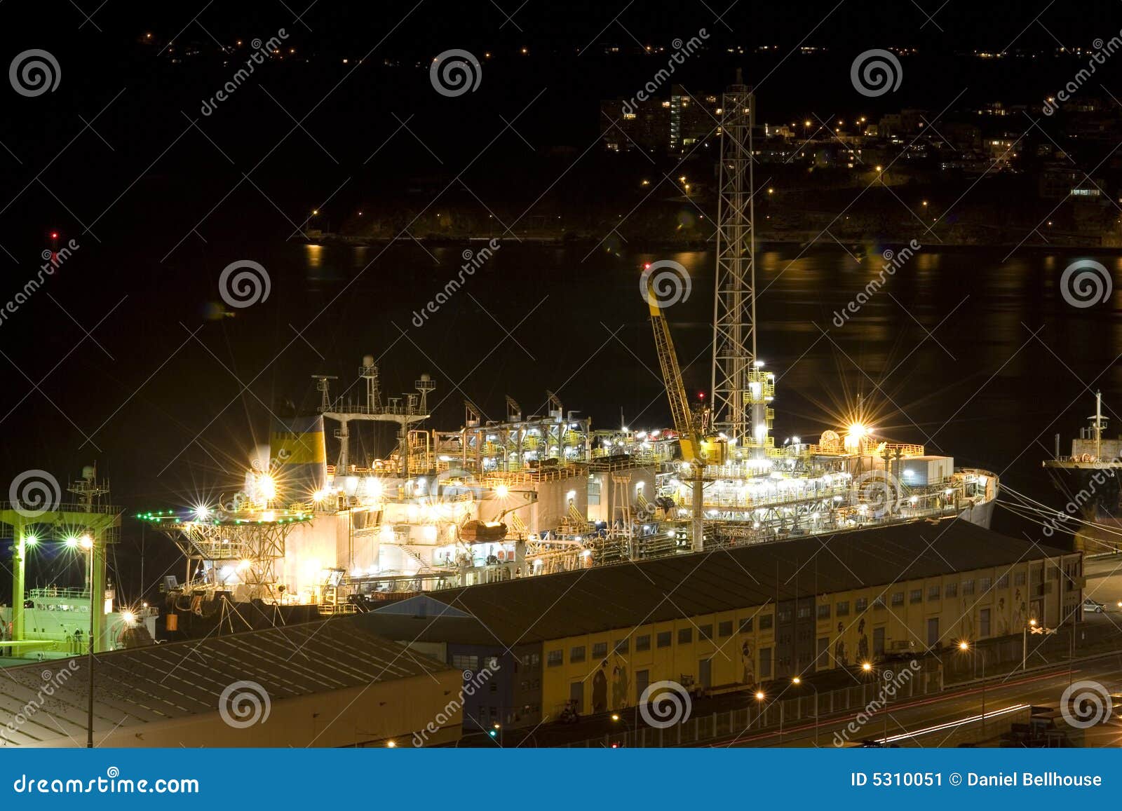 Container Ship at Night stock image. Image of shipping - 5310051