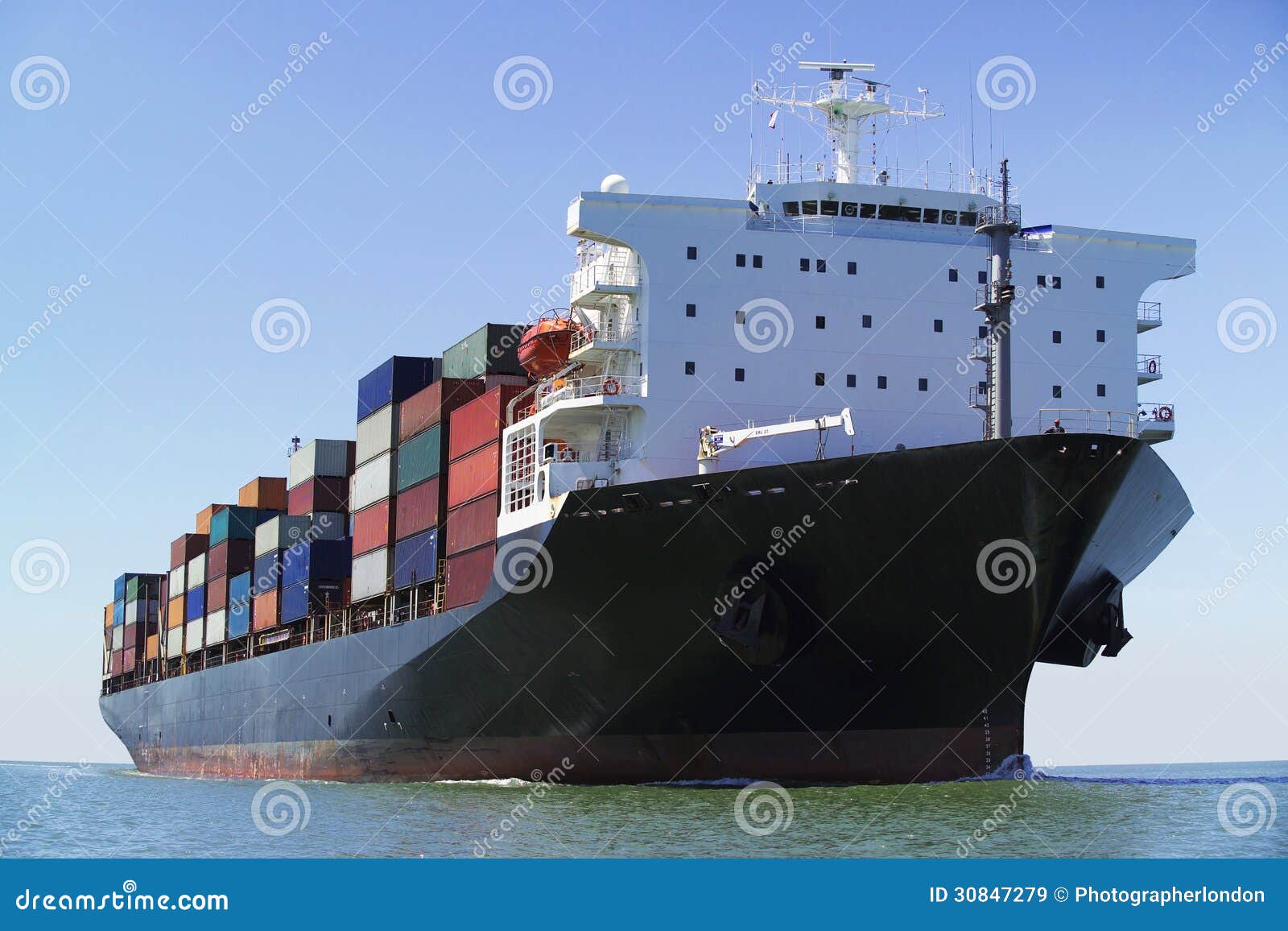 Container ship on ocean stock image. Image of freight - 30847279