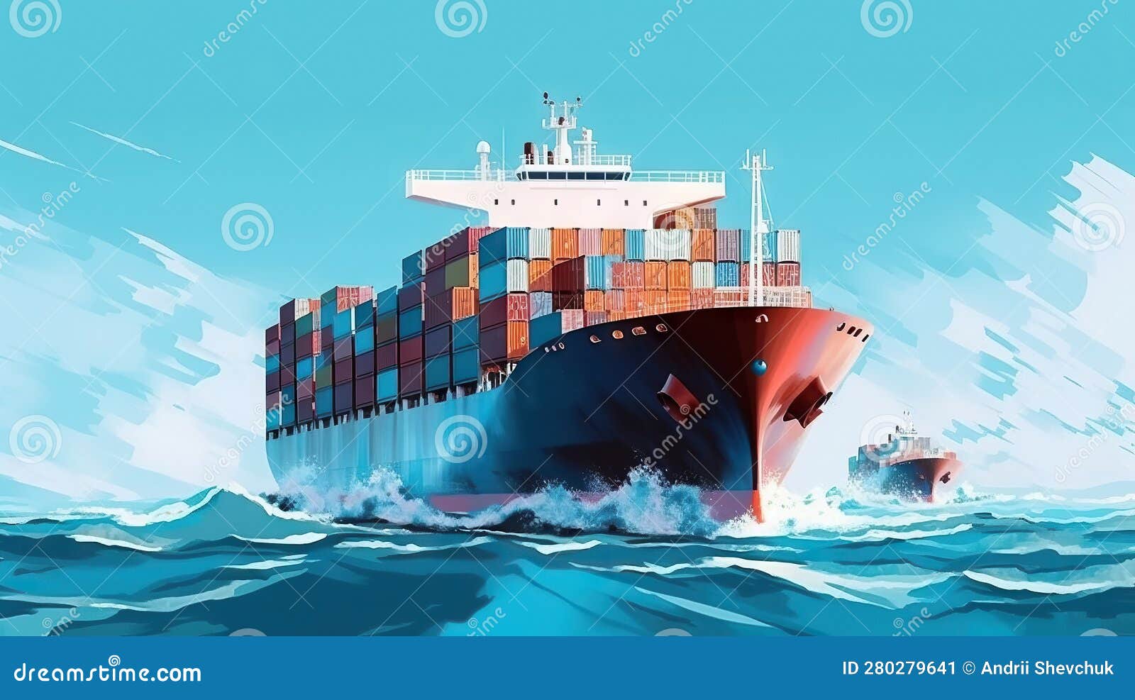 Container Ship in the Ocean. Freight Transportation and Logistics ...