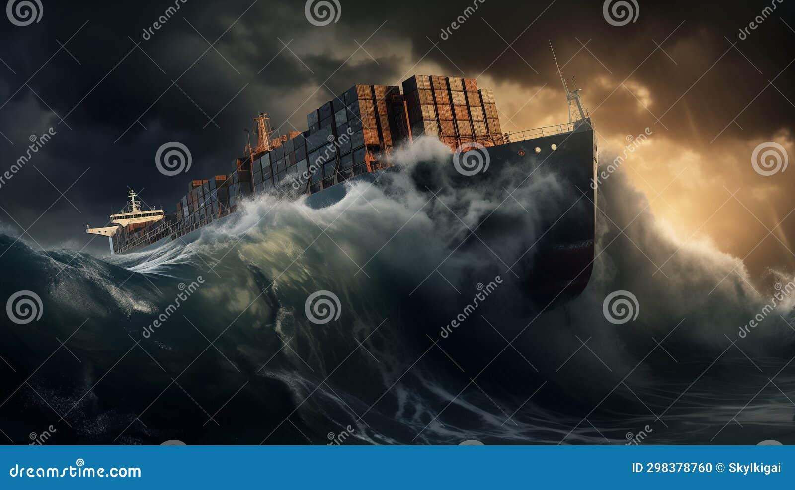Container Ship in the Ocean during an Incredibly Powerful Storm ...