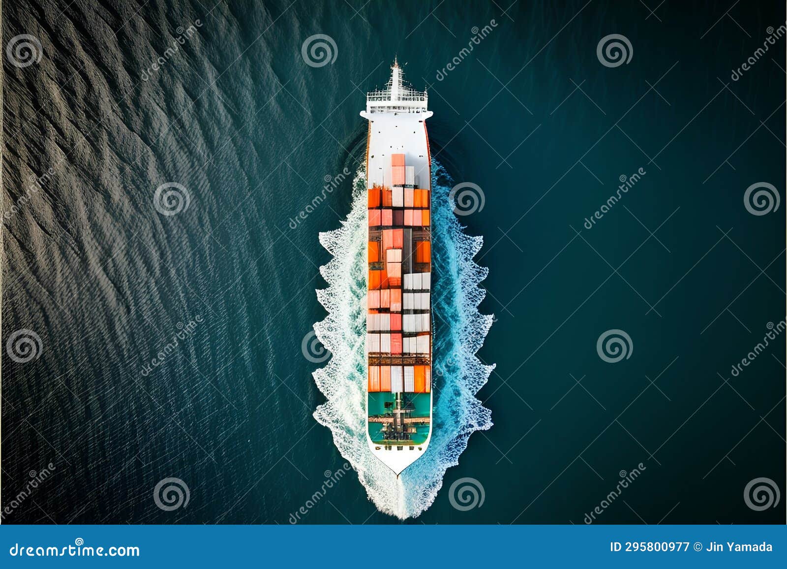 Container Ship in the Ocean. Top View Stock Illustration - Illustration ...